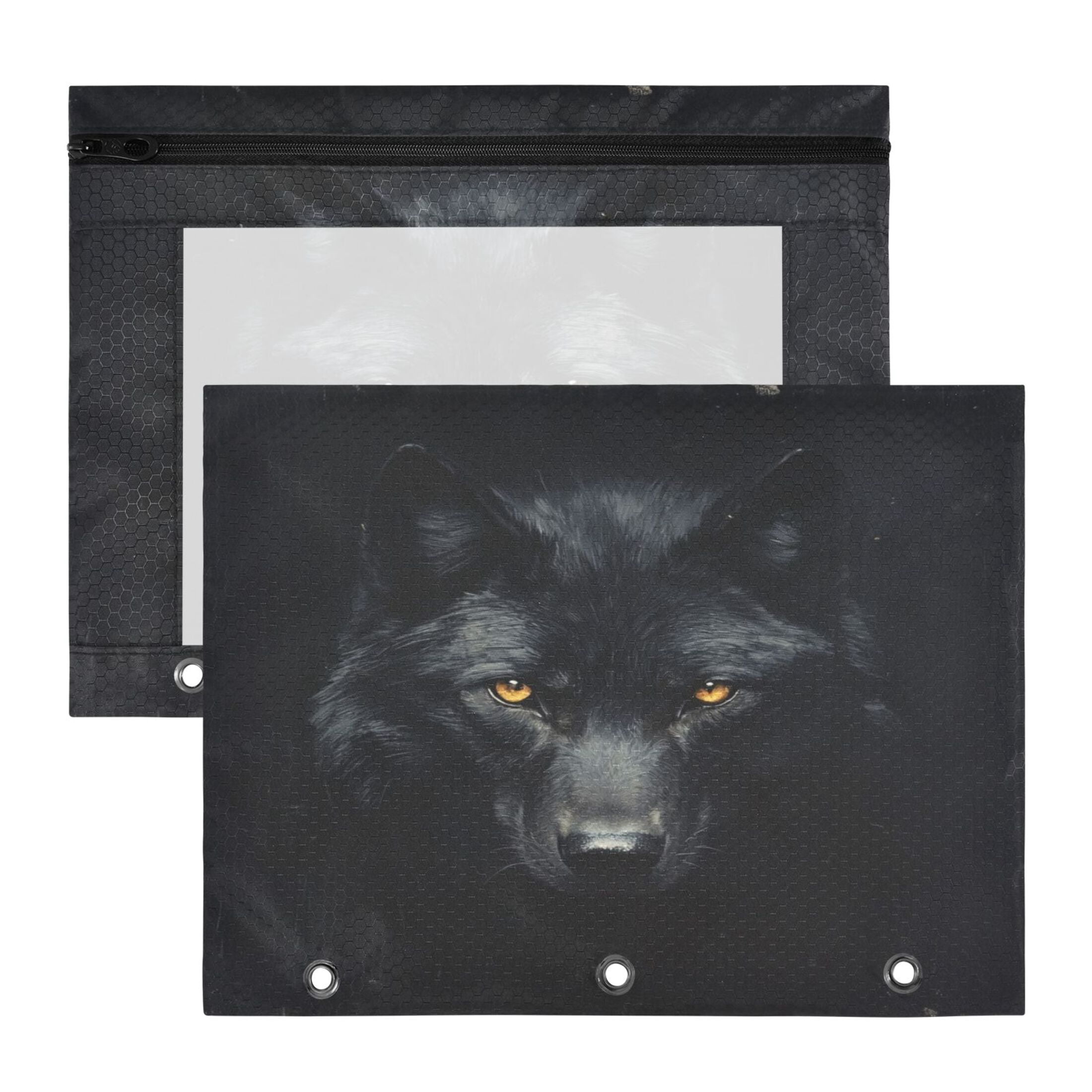Wobogo Dark Wolf Face A4 Size Clear Polyester File Pocket Set of 2 ...