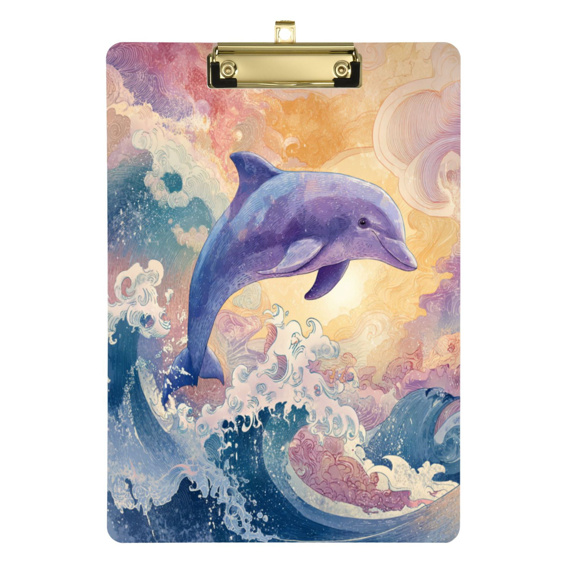 Wobogo Dolphin Acrylic Writing Pad Gold Clip Stardard Size A4 Office ...