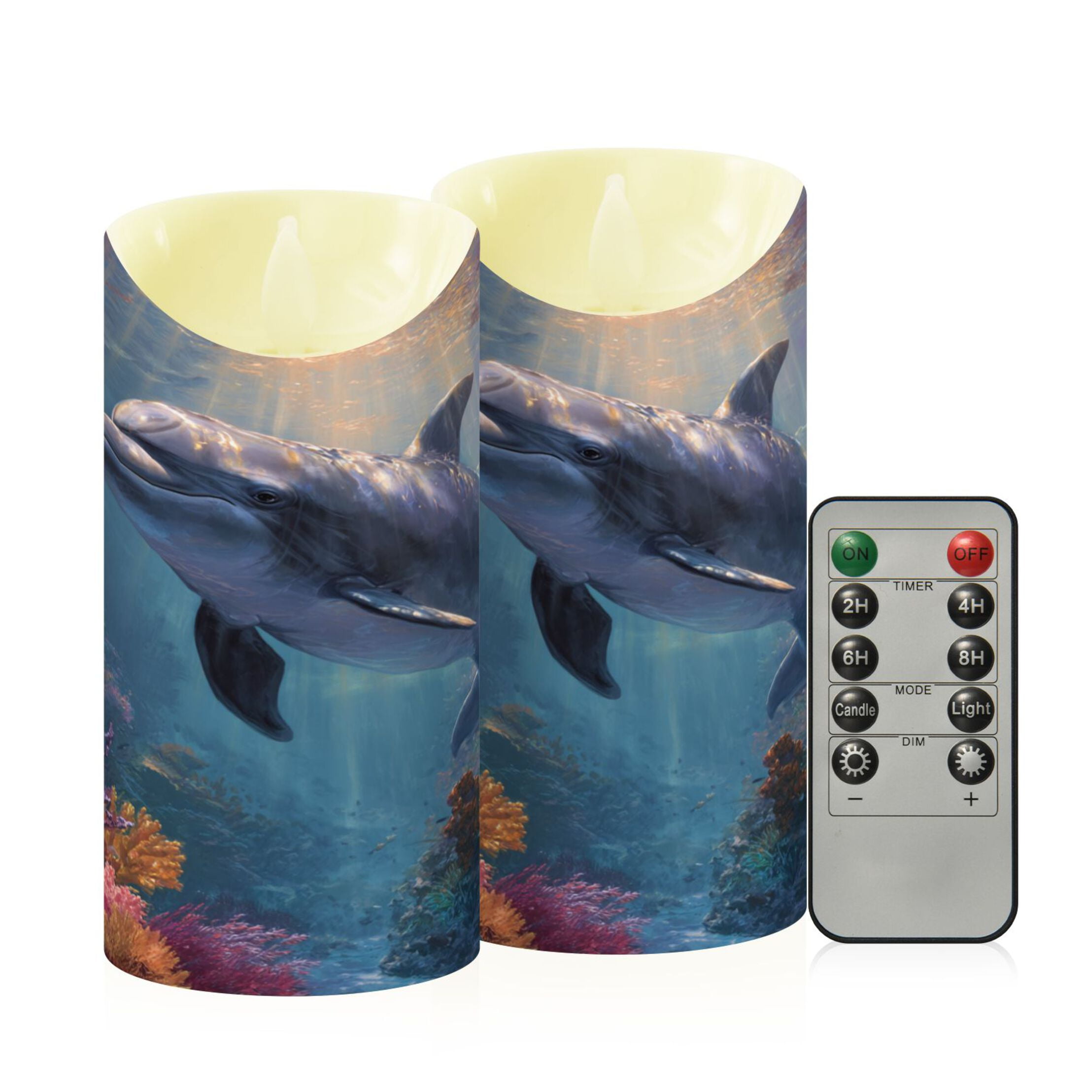 Wobogo Dolphin Flameless Candles with Remote Battery Operated ...
