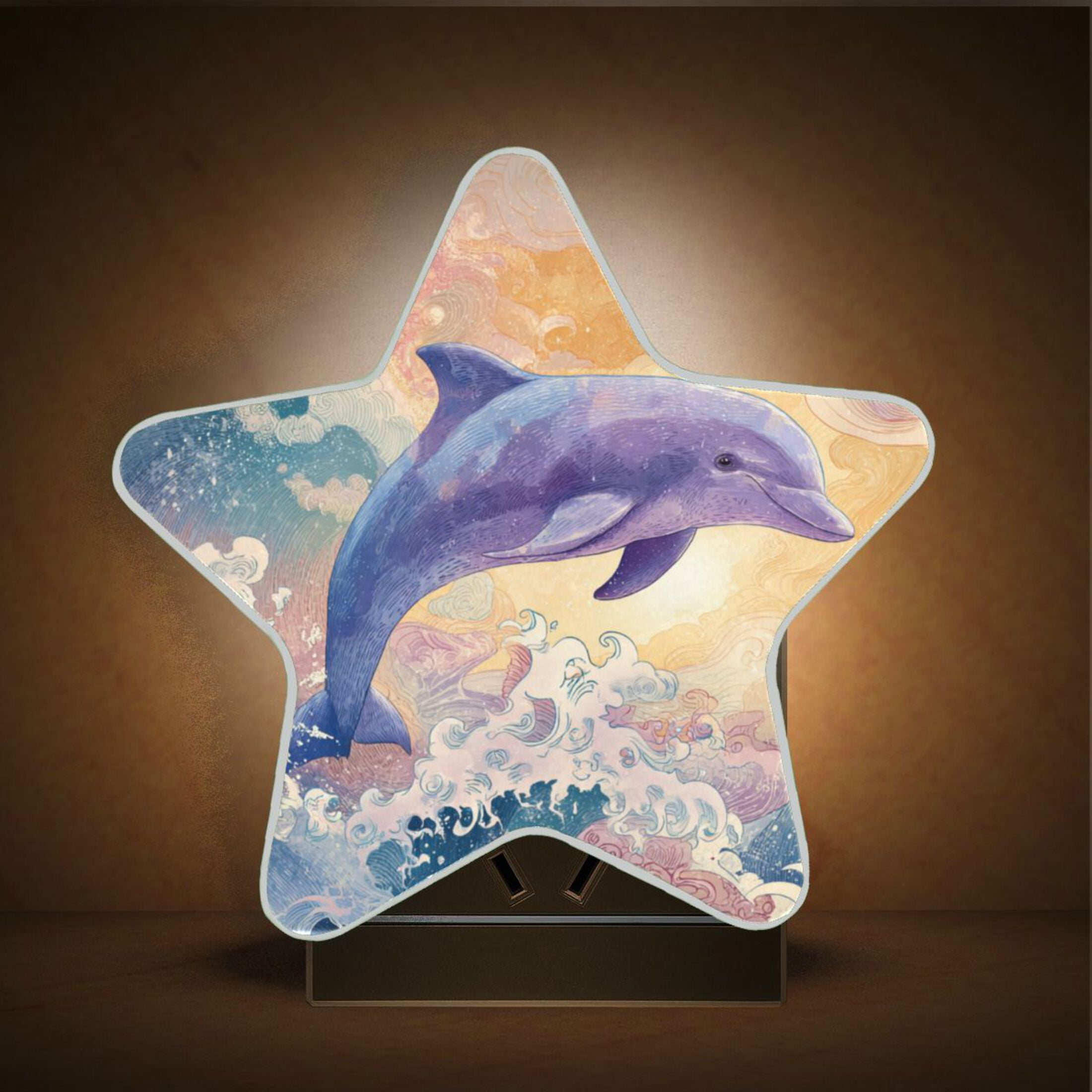Wobogo Dolphin LED Star Night Light 0.2 Watt Wall Plug Dusk to Dawn ...