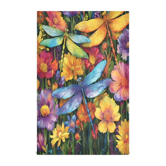 Wobogo Dragonfly Floral Breeze Kitchen Towel 1 Piece Large Cotton ...