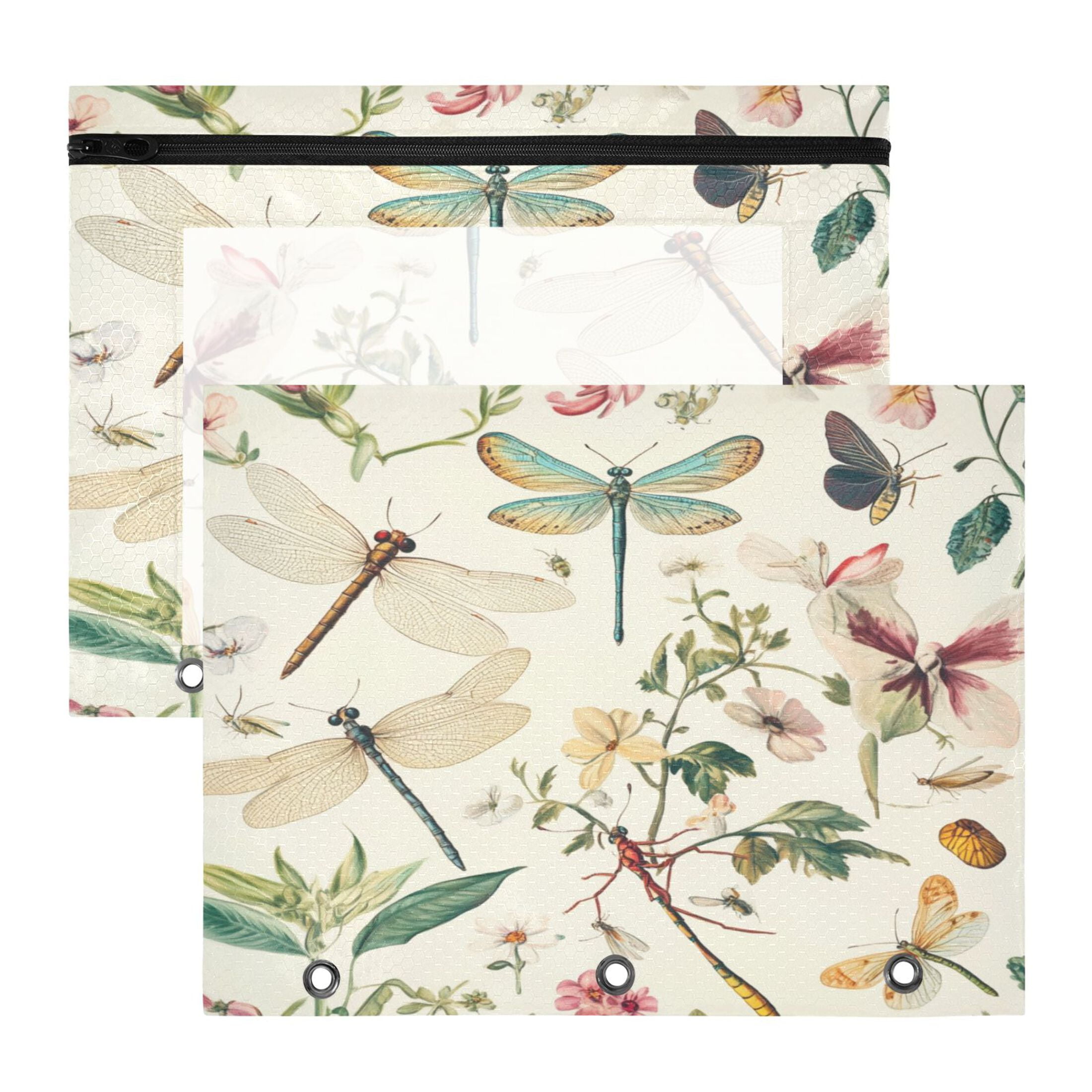 Wobogo Dragonfly Print Painting A4 Size Clear Polyester File Pocket Set ...