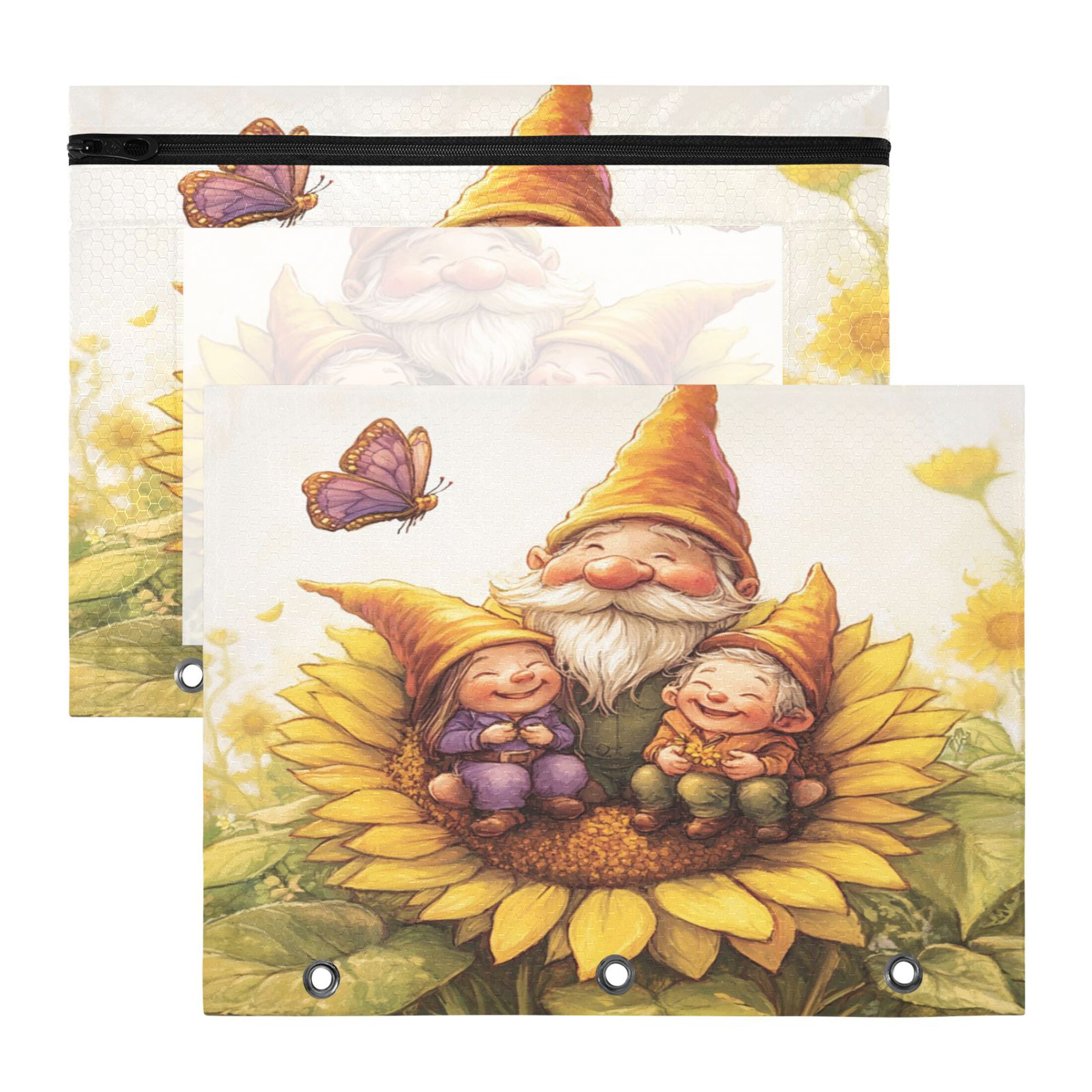 Wobogo Dwarf Elves Sunflower A4 Size Clear Polyester File Pocket Set of ...