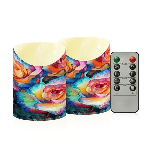 Wobogo Dyeing Rose Flameless Candles with Remote Battery Operated ...