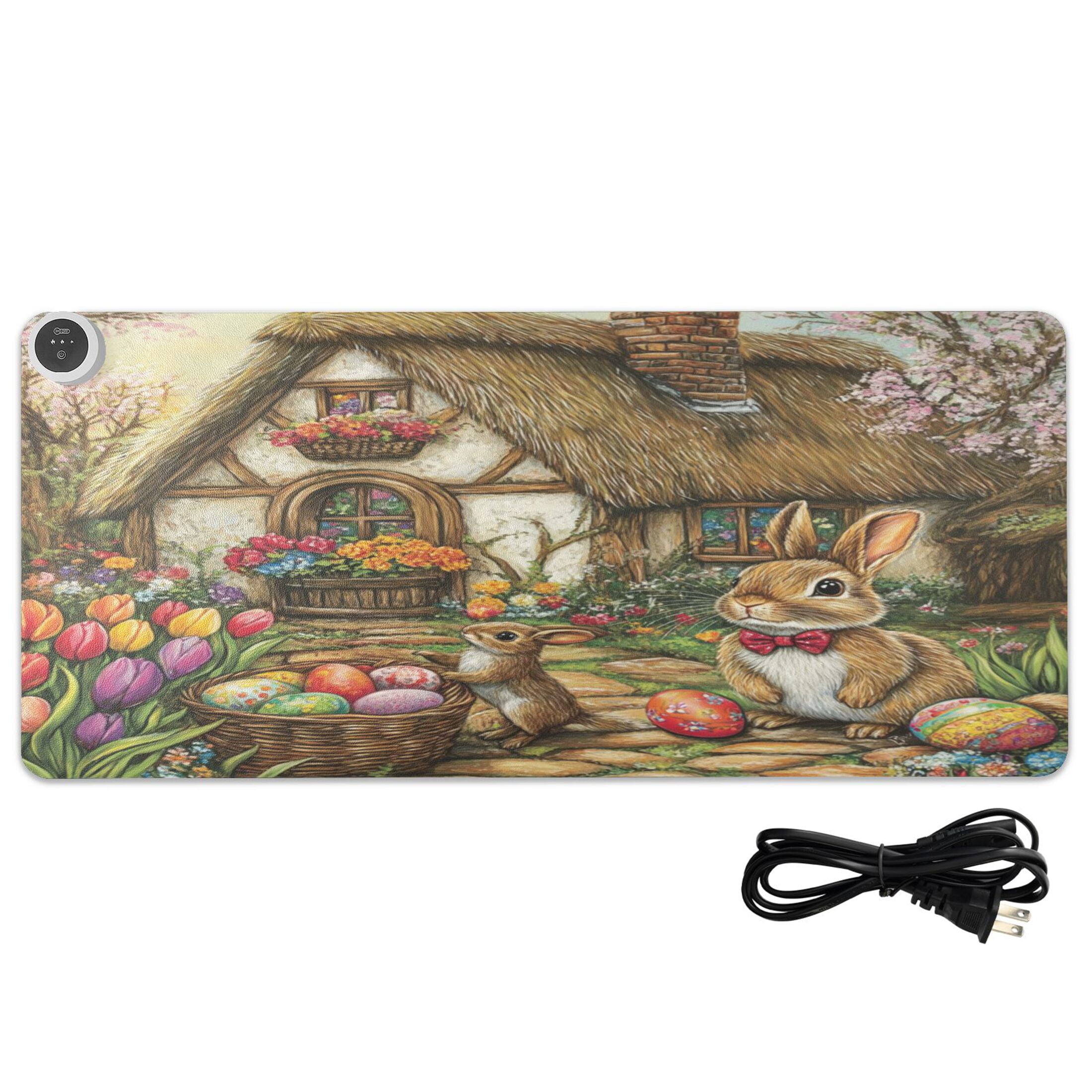 Wobogo Easter Cozy Cabin Heated Mouse Pad Extra-Large Desk Mat With 3 ...