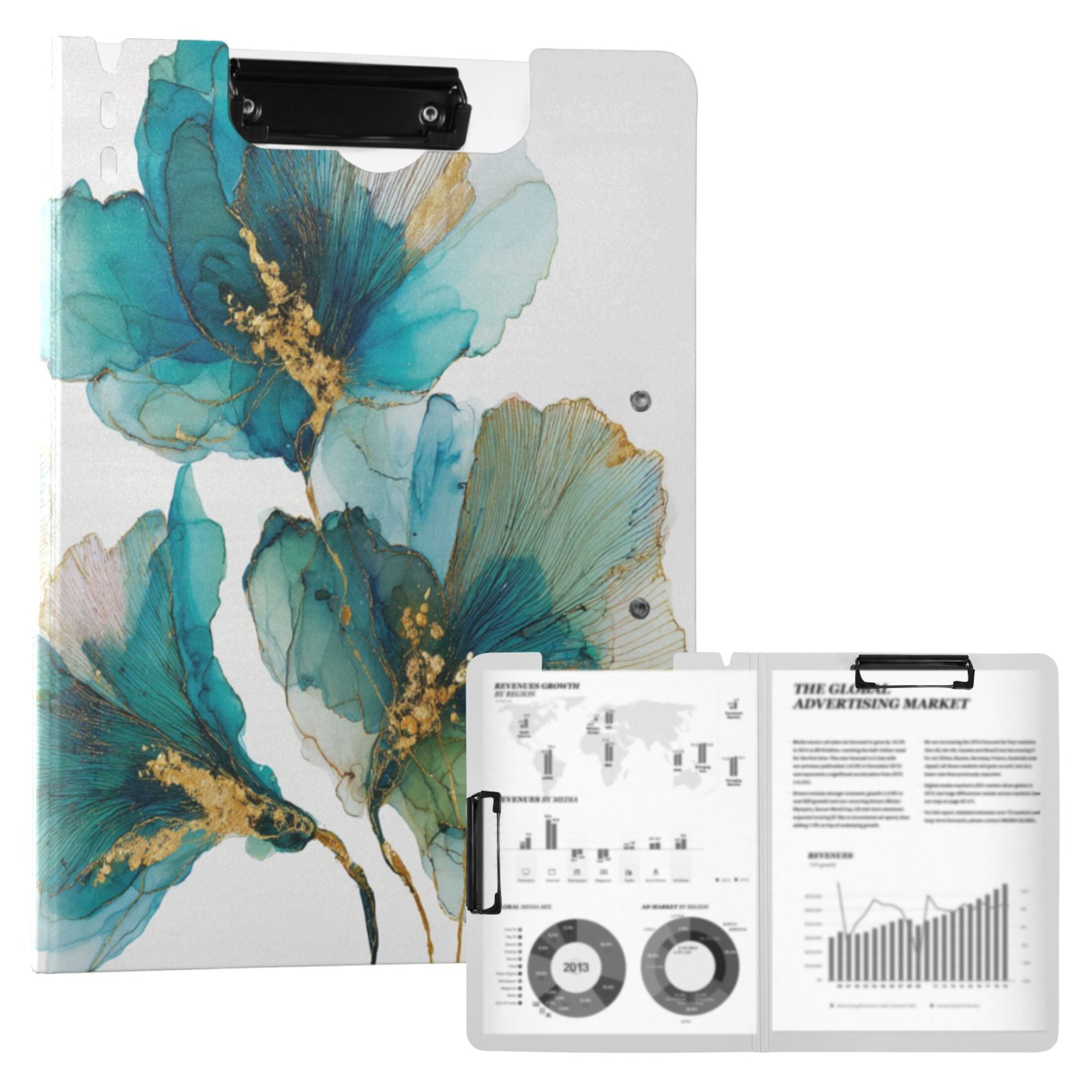 Wobogo Elegant Flower A4 Foldable Clipboard with Horizontal and ...