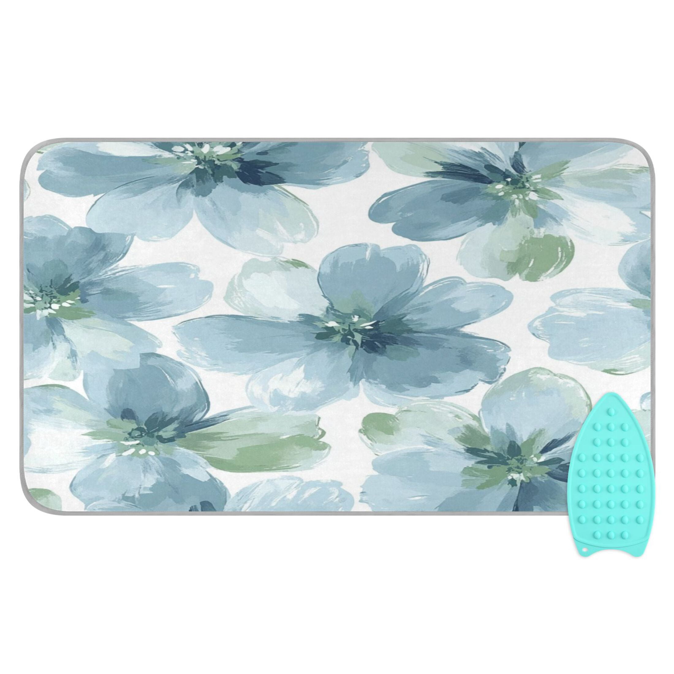 Wobogo Elegant Flowers in Shades Of Blue Ironing Mat Blanket Quilted ...