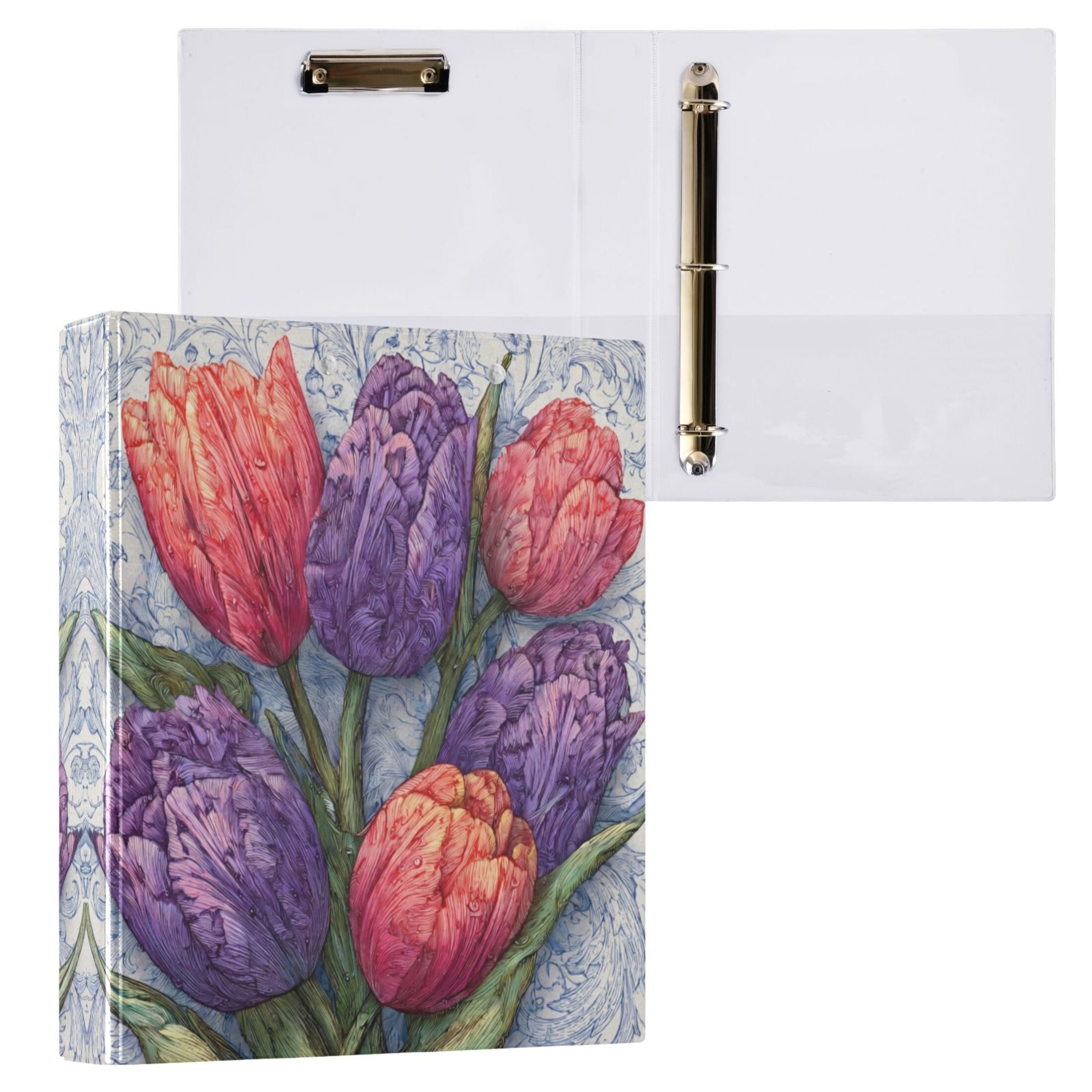 Wobogo Elegant Tulip Bouquet File Folders Set of 1 Extra Large Capacity ...