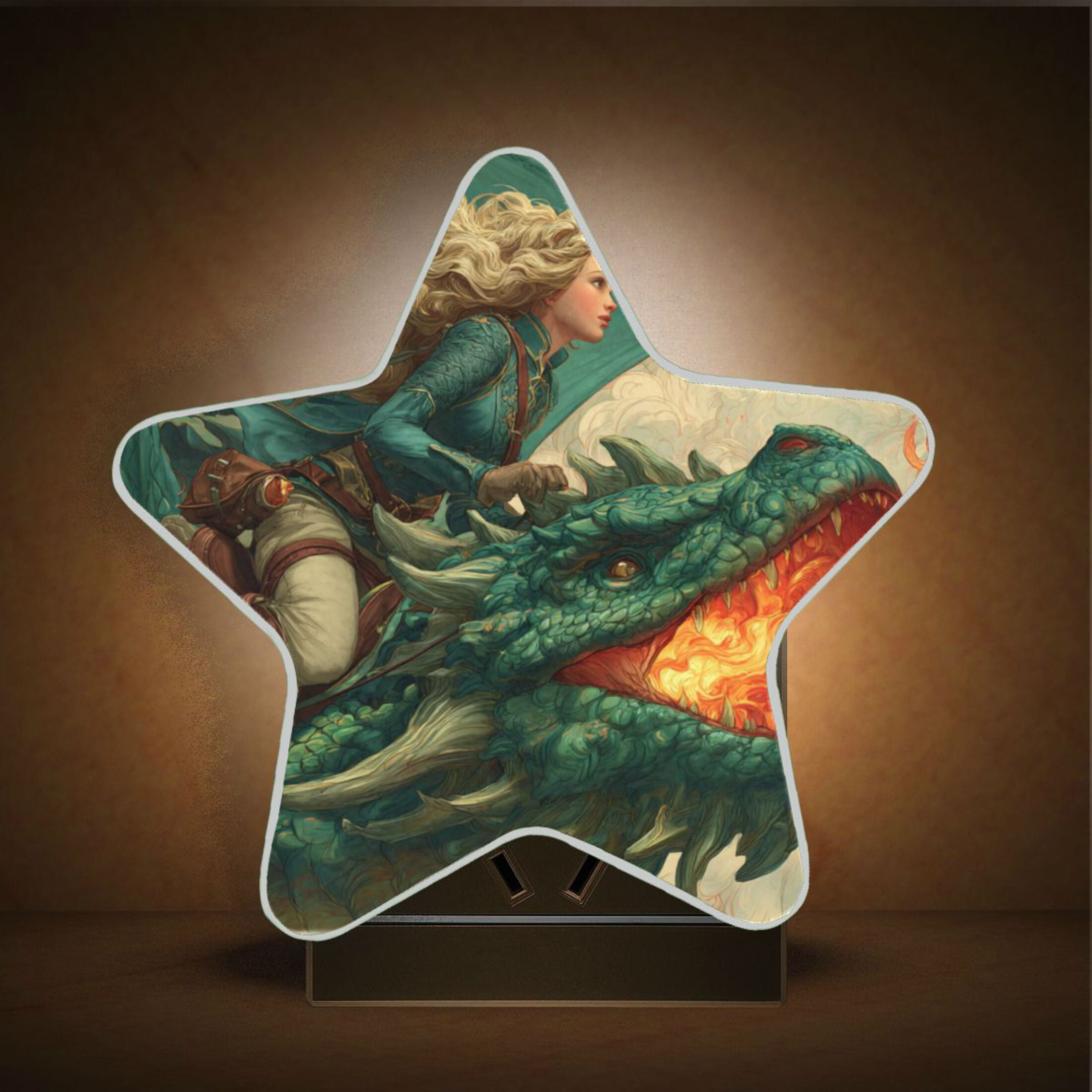 Wobogo Emerald Dragon LED Star Night Light 0.2 Watt Wall Plug Dusk to ...