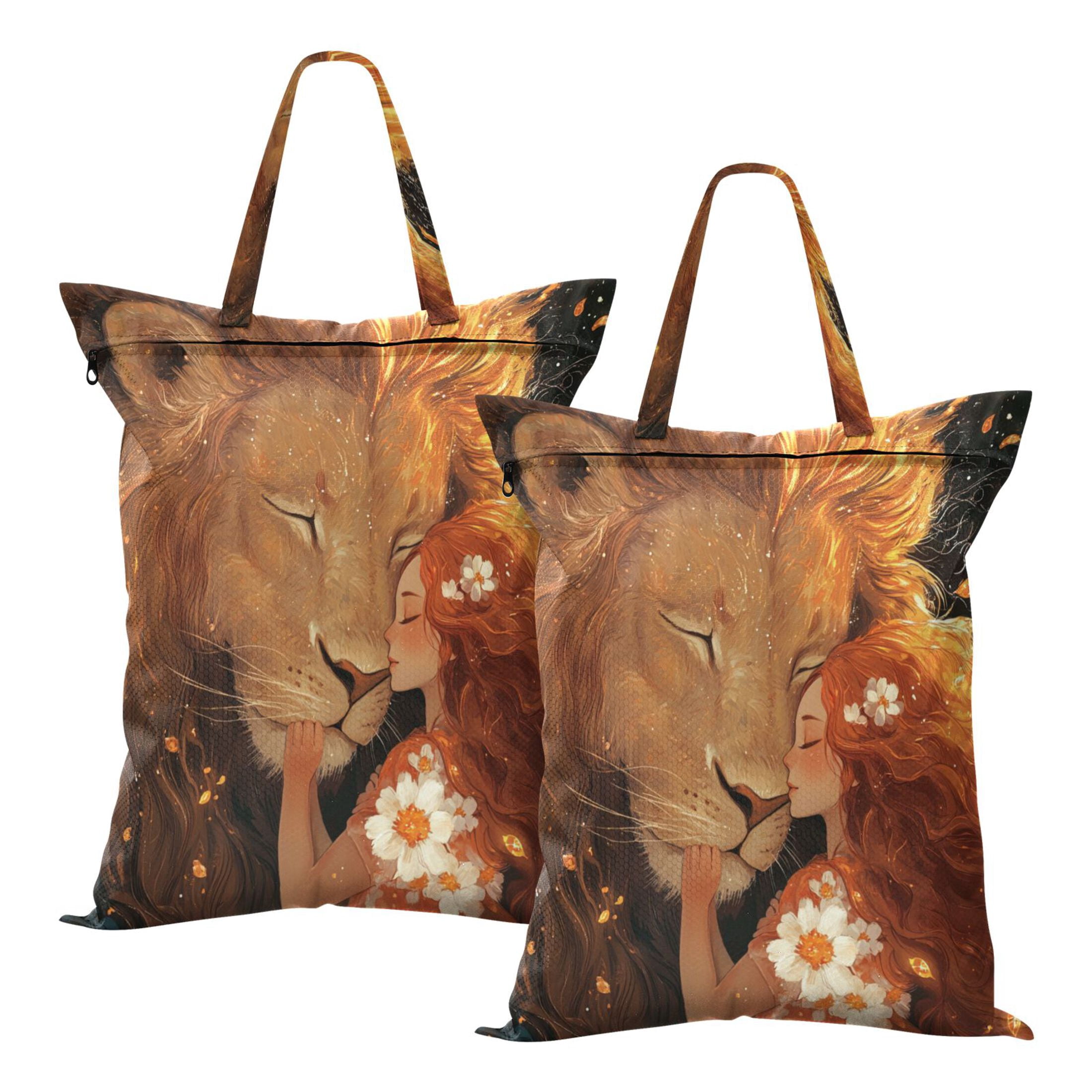 Wobogo Enormous Lion Curly Red Hair Lass Travel Laundry Bag Dirty ...