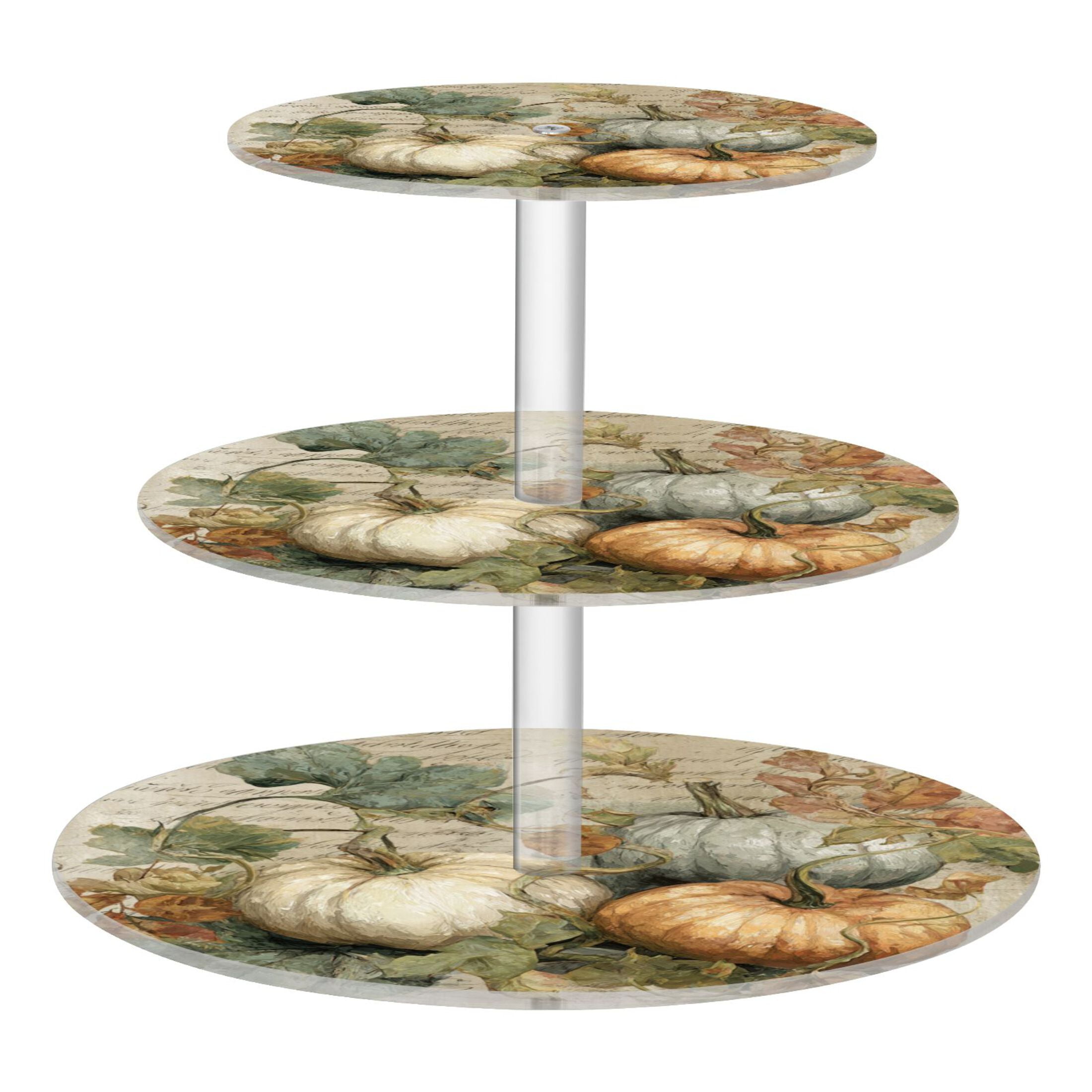 Wobogo Fall Pumpkin Maple Leaf 3 Tier Acrylic Cake Stand with Clear ...