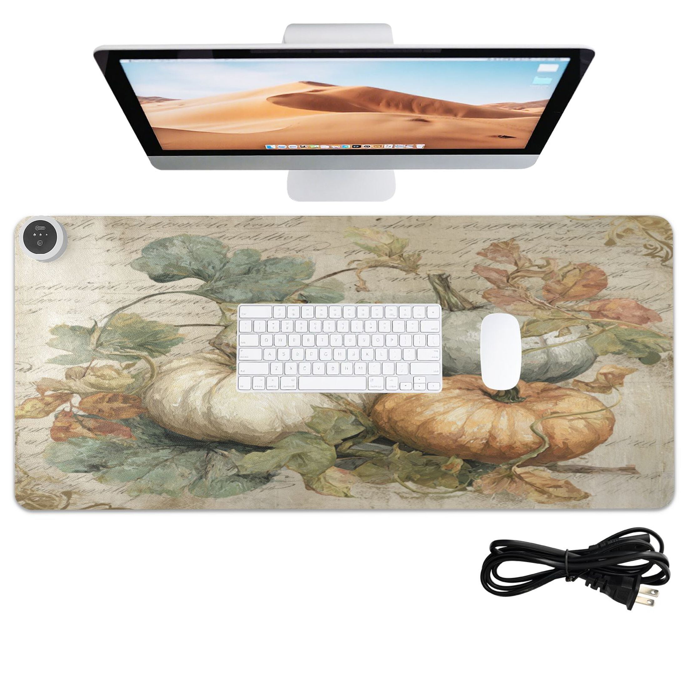 Wobogo Fall Pumpkin Maple Leaf Heated Mouse Pad Extra-Large Desk Mat ...
