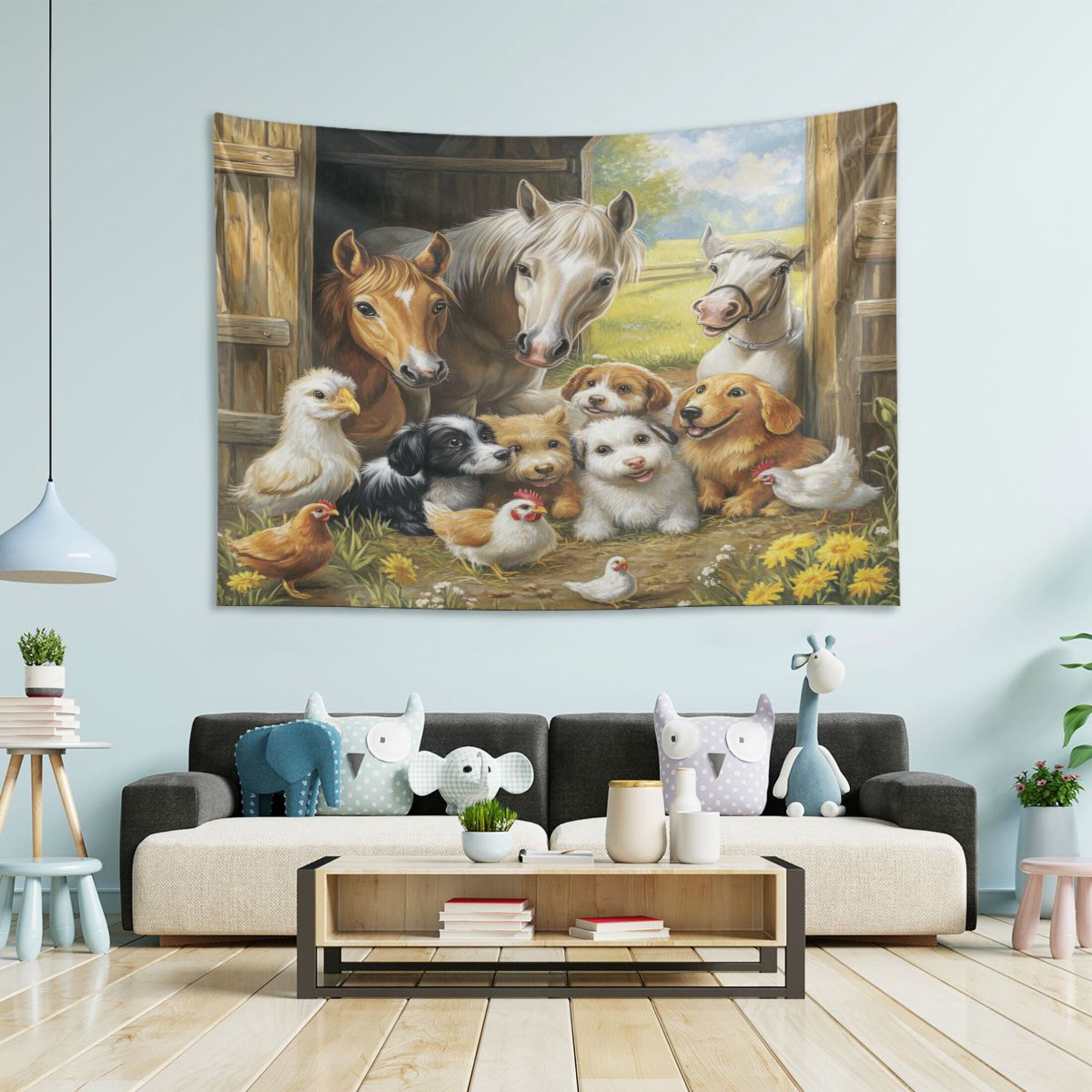 Wobogo Farm Animals Tapestry 60×40in Home Living Room Bedroom Wall ...