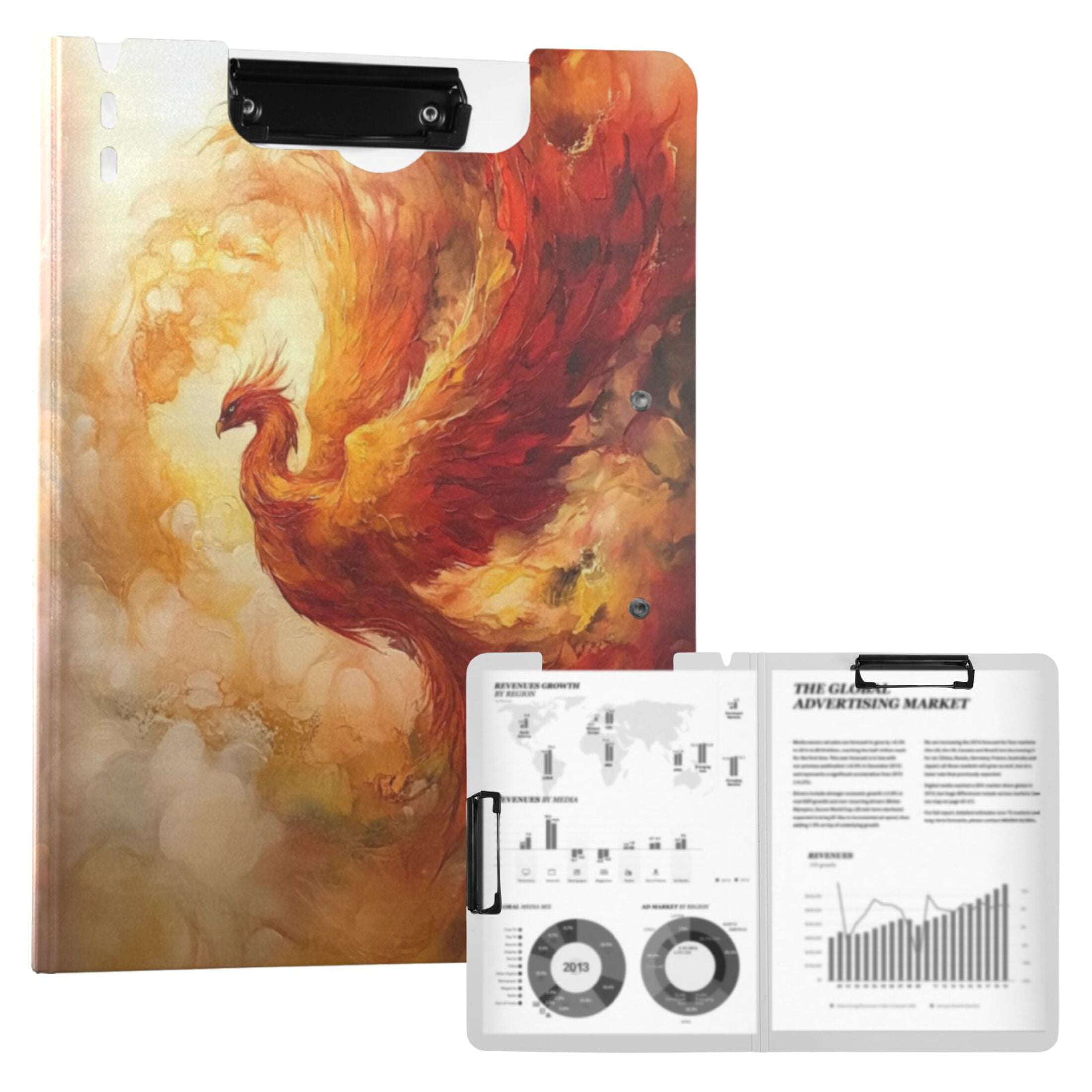 Wobogo Fire Phoenix Pattern A4 Foldable Clipboard with Horizontal and ...