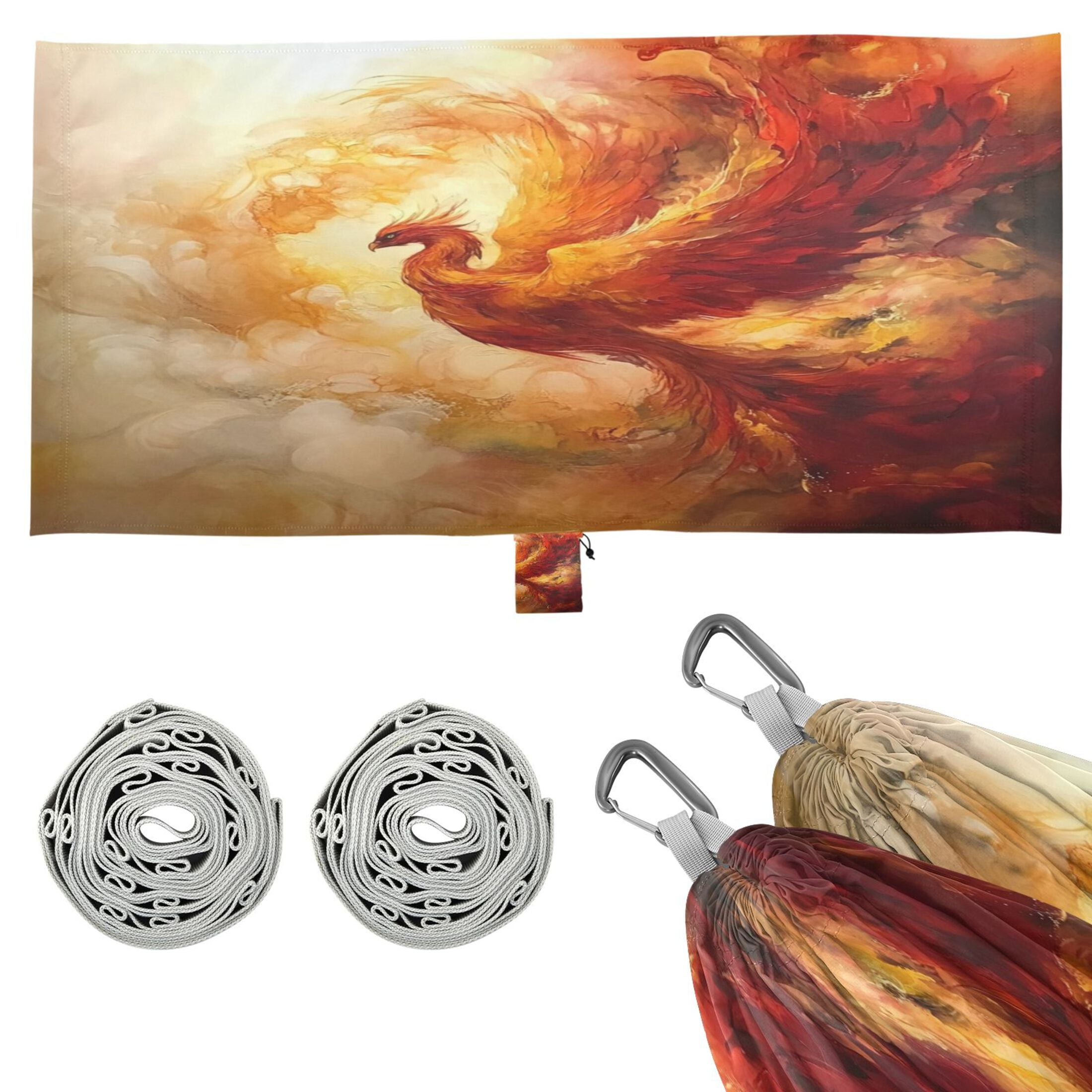 Wobogo Fire Phoenix Pattern Camping Hammocks 330 lb Capacity with Tree ...
