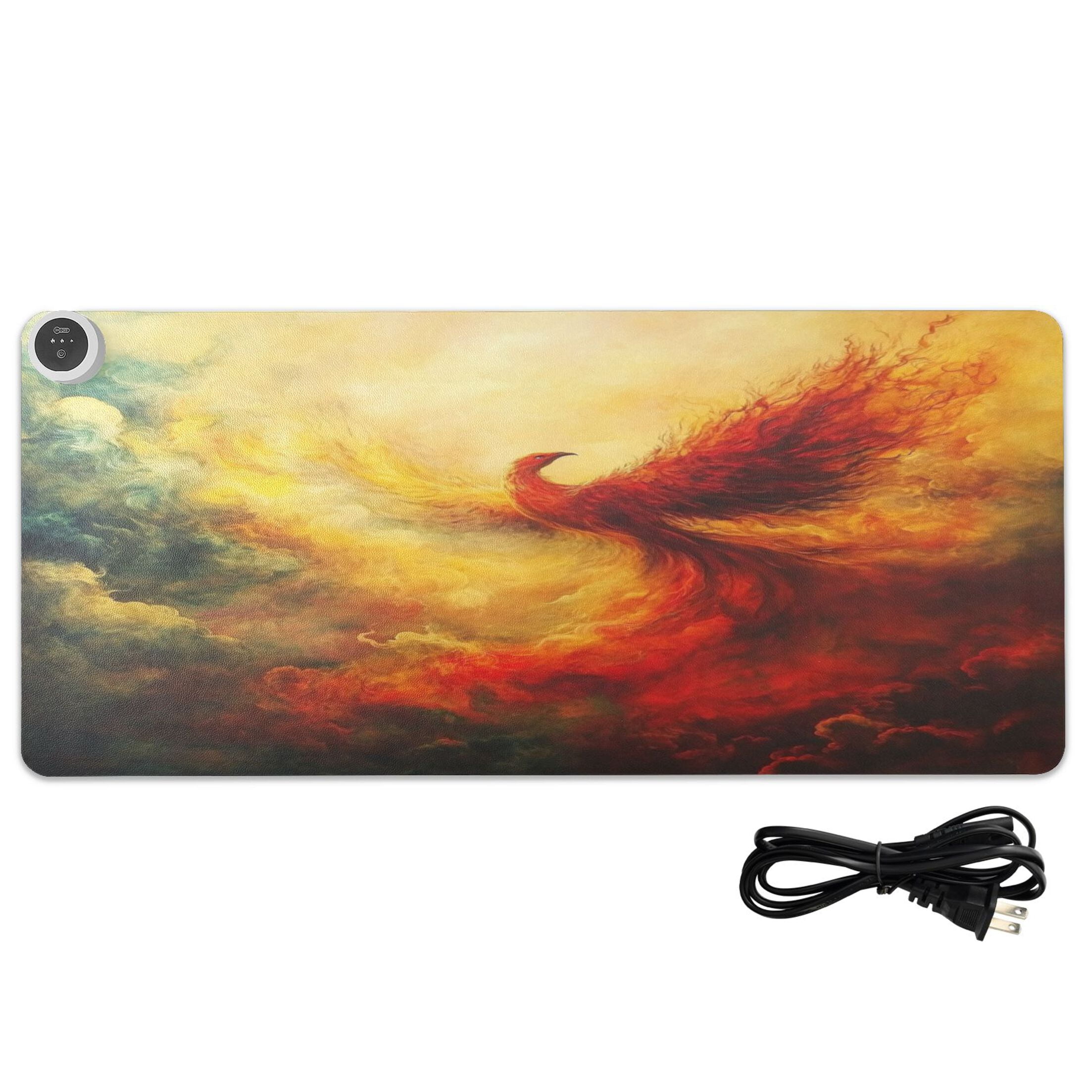 Wobogo Fire Phoenix Patterns Heated Mouse Pad With 3 Heating Levels and ...