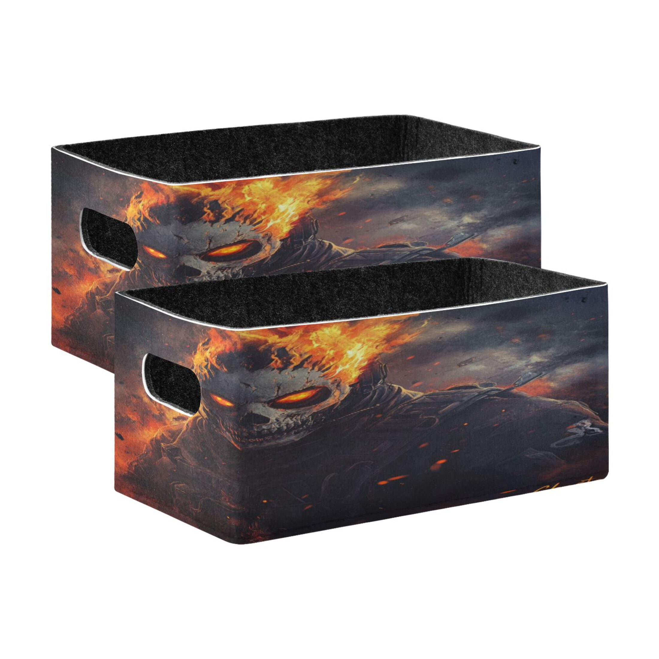 Wobogo Flaming Skull Mask Decorative Folding Storage Basket Set of 2 ...