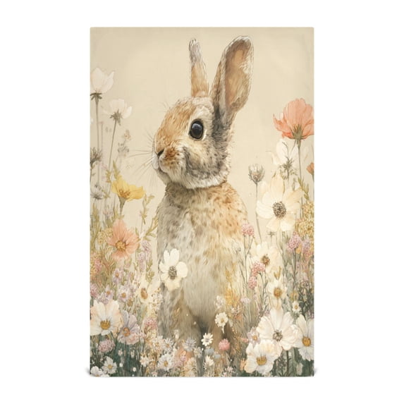 Wobogo Flowers Rabbit Kitchen Towel 4 Piece Large Cotton Dishcloth ...