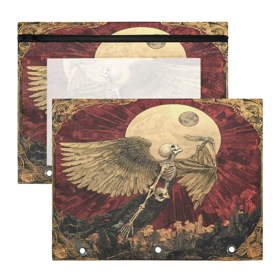 Wobogo Flying Skull Angel Pattern A4 Size Clear Polyester File Pocket ...
