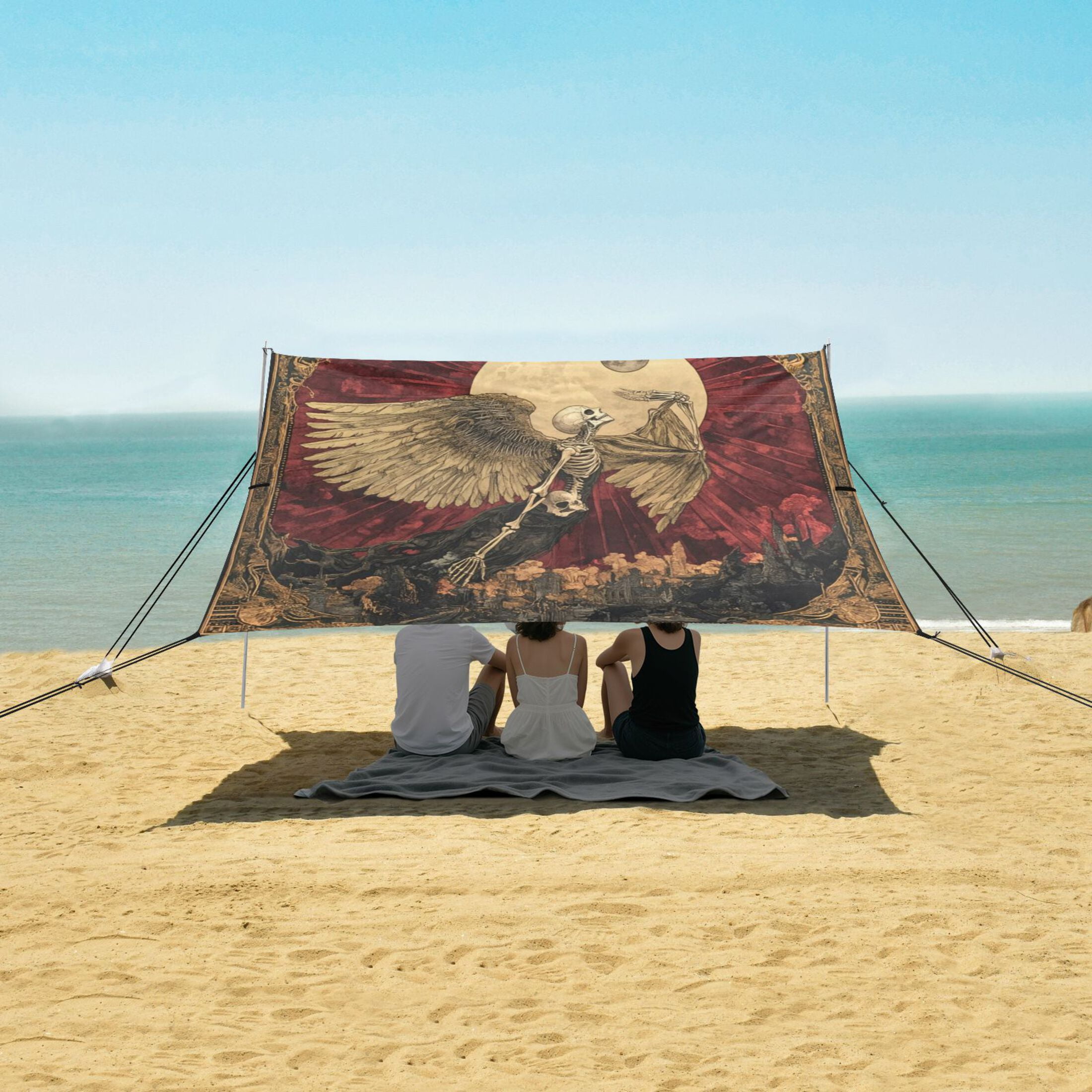 Wobogo Flying Skull Angel Pattern Beach Tent Camping Sun Shelter 110 x ...