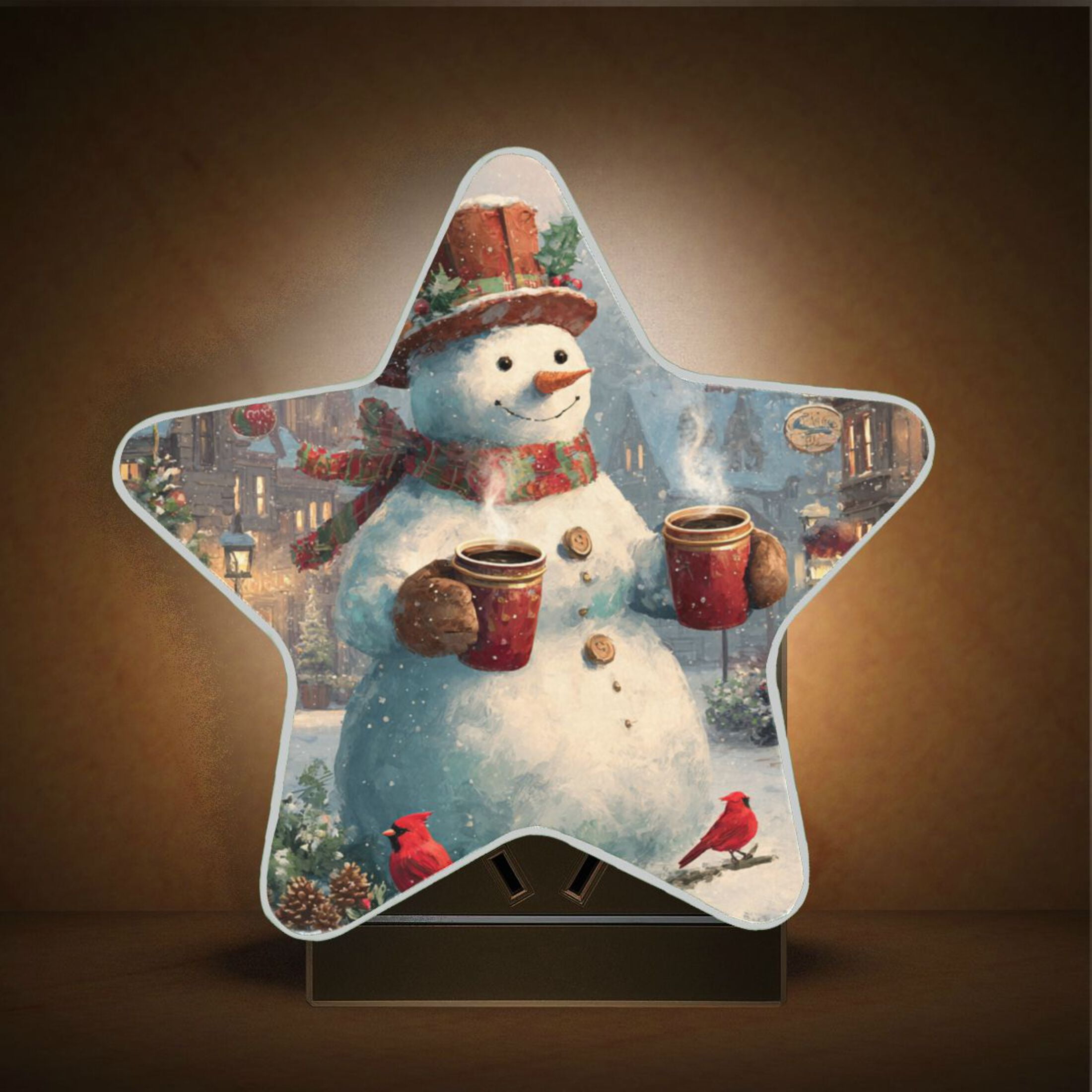 Wobogo Gentle Snowman LED Star Night Light 0.2 Watt Wall Plug Dusk to ...