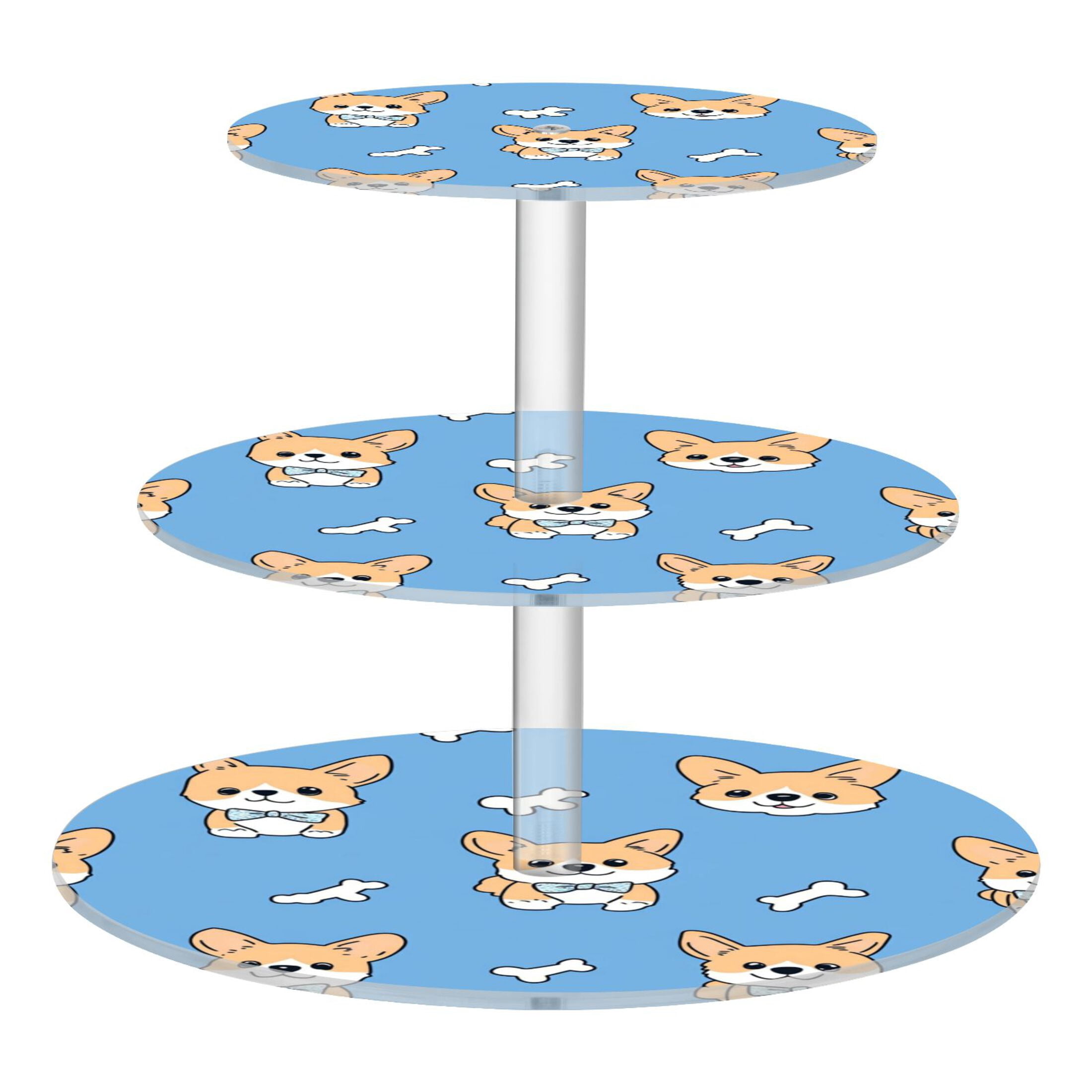 Wobogo Gentleman Corgi 3 Tier Acrylic Cake Stand with Clear Round Hold ...