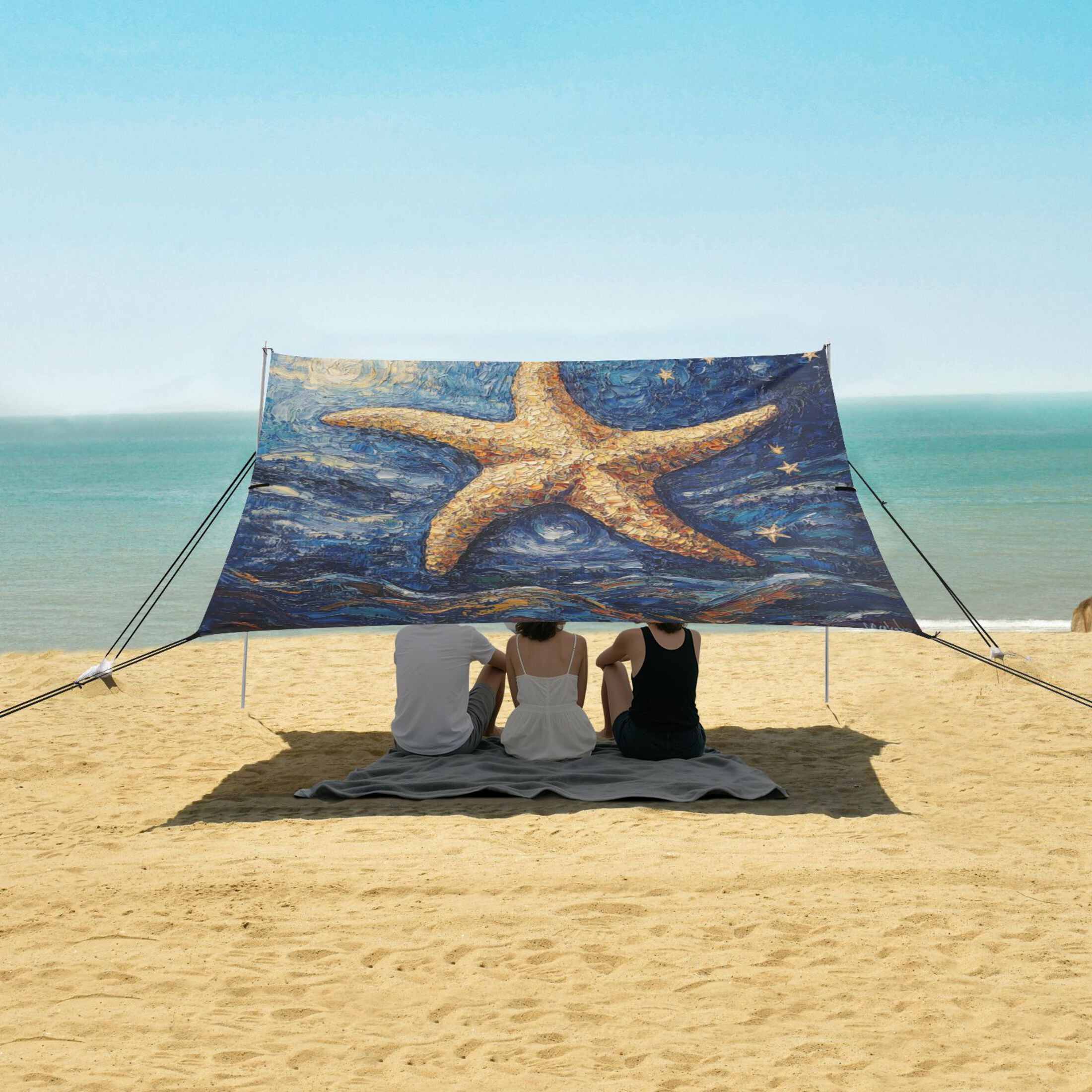 Wobogo Giant Starfish Oil Painting Beach Tent Camping Sun Shelter 110 x ...