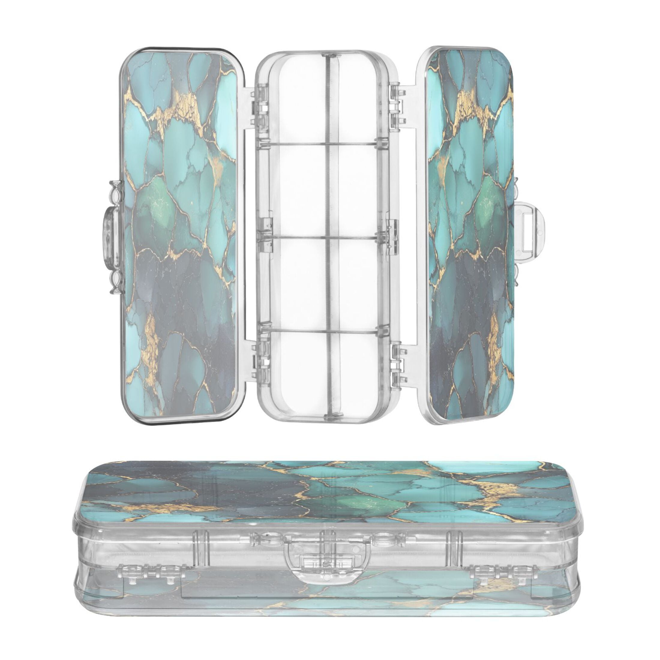 Wobogo Gild Dark Green Marbles Clear Pencil Case Plastic Pencilboxes ...