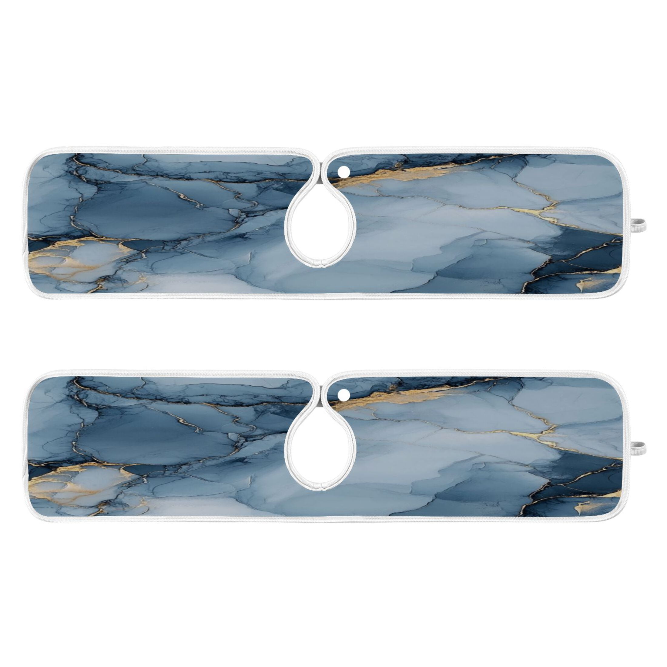 Wobogo Gilt Light Blue Marbles Faucet Drying Mat Set of 2 Sponge ...
