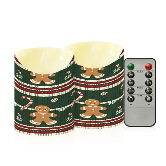 Wobogo Gingerbread Man Candy Cane Weave Texture Flameless Candles with ...