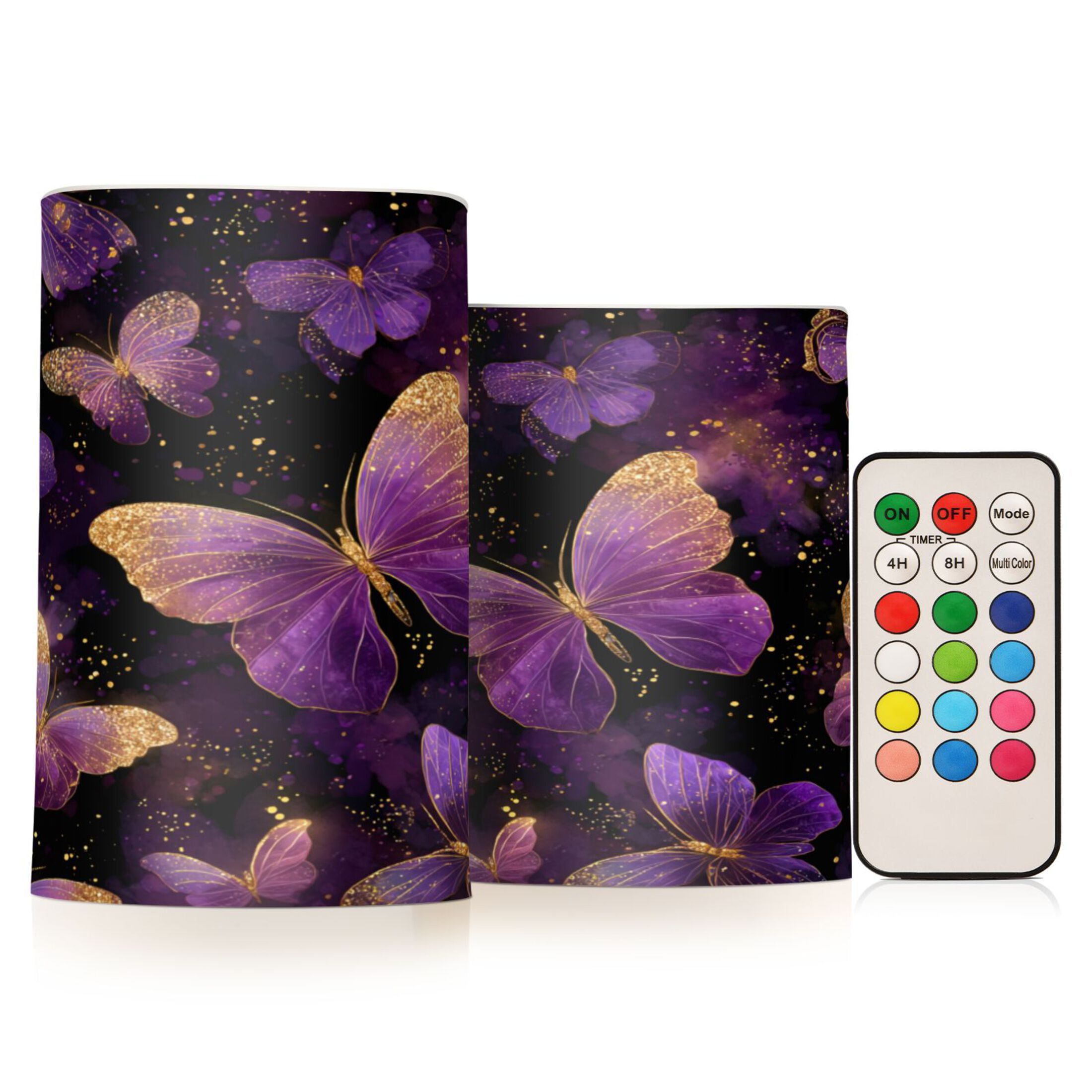 Wobogo Glowing Purple Butterfly Combo Flameless Flickering Candle Light ...