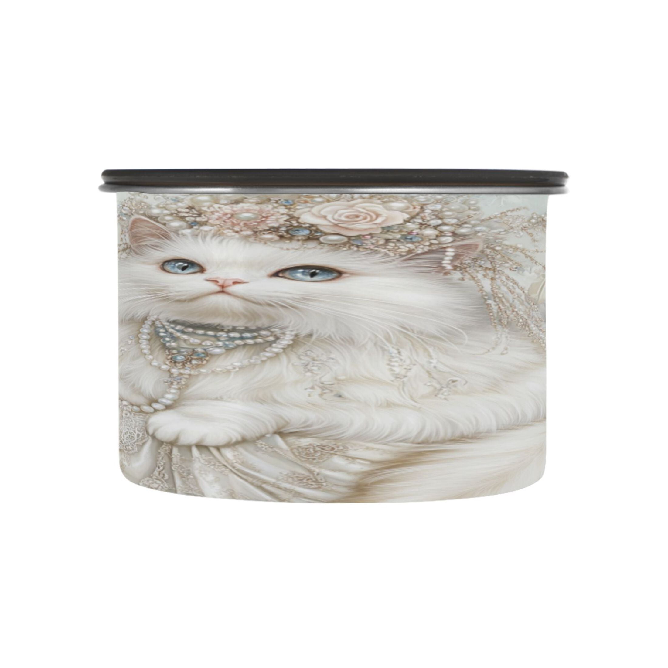 Wobogo Gorgeous White Cat Food Storage Jars 304 Food Grade Stainless ...