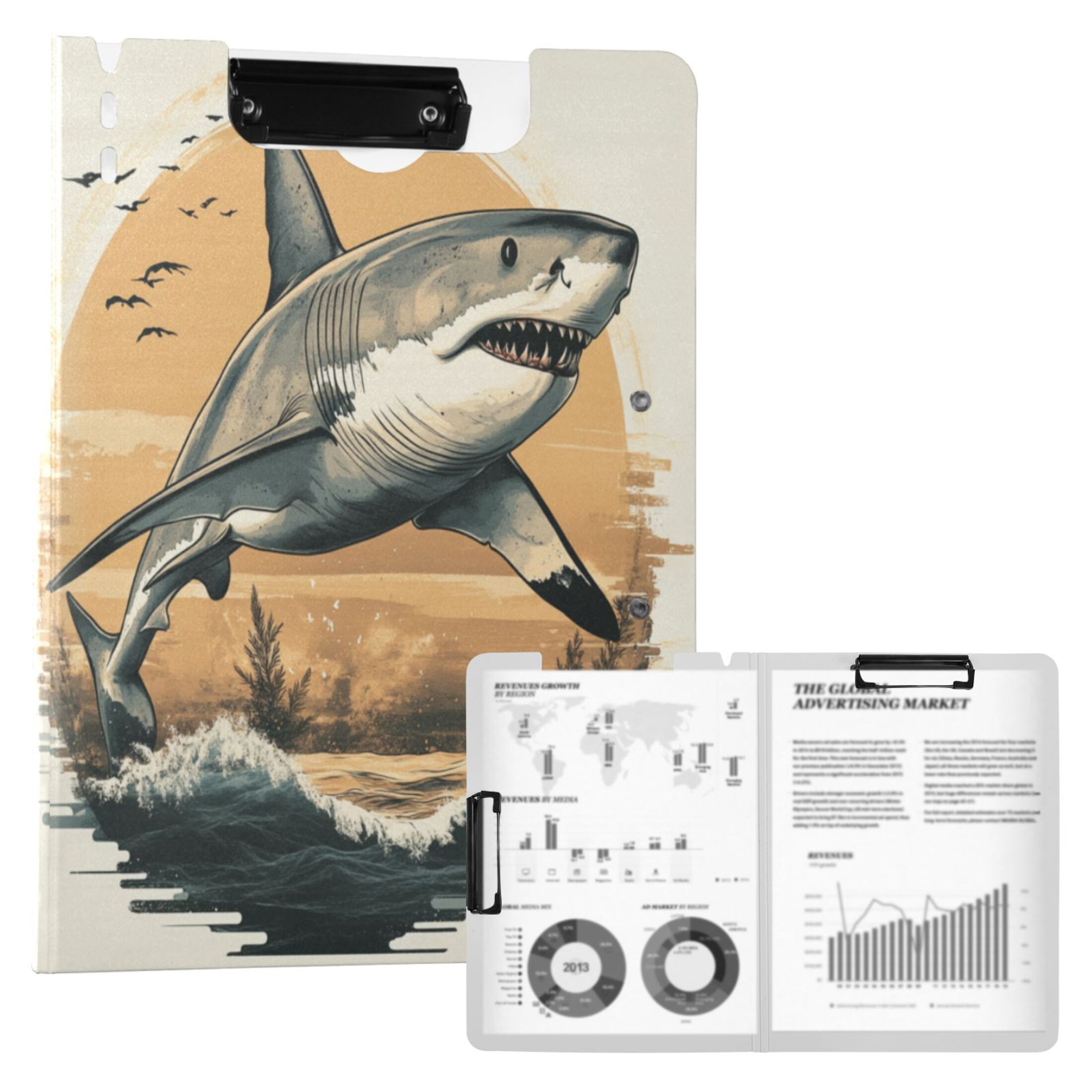 Wobogo Great White Shark on The Oceans Illustration A4 Foldable ...