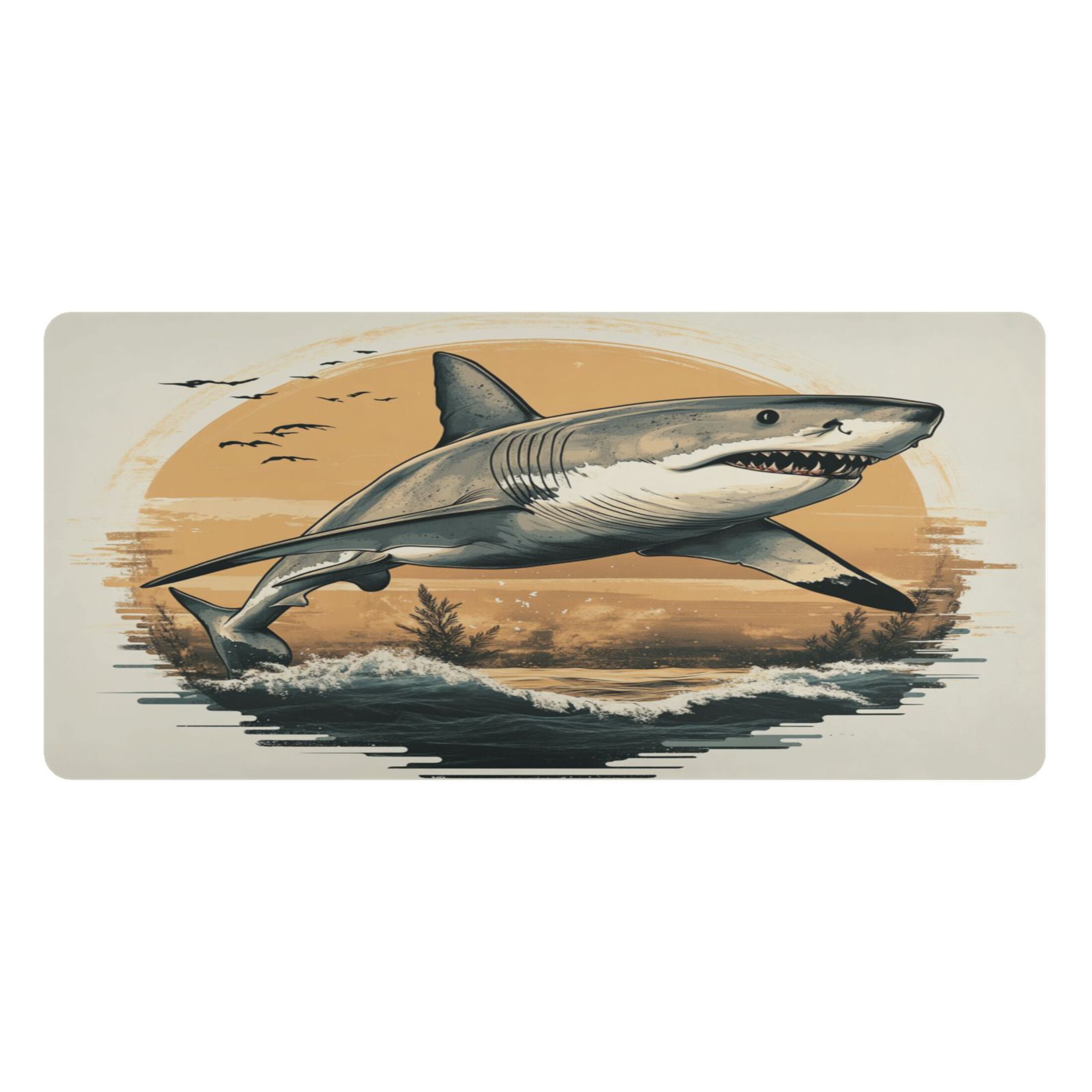 Wobogo Great White Shark on The Oceans Illustration Gaming Mouse Pad ...