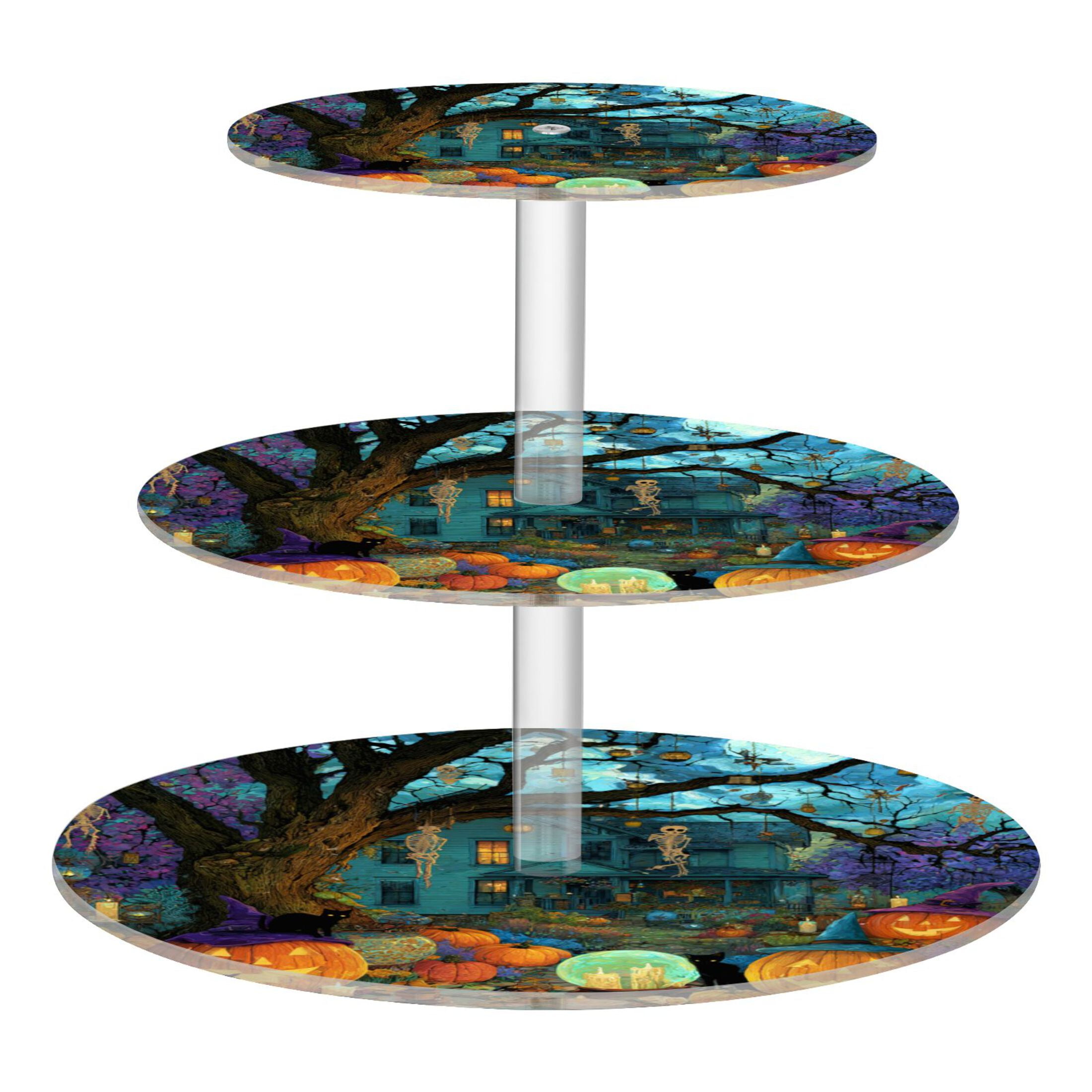 Wobogo Halloween Moonlight 3 Tier Acrylic Cake Stand with Clear Round ...