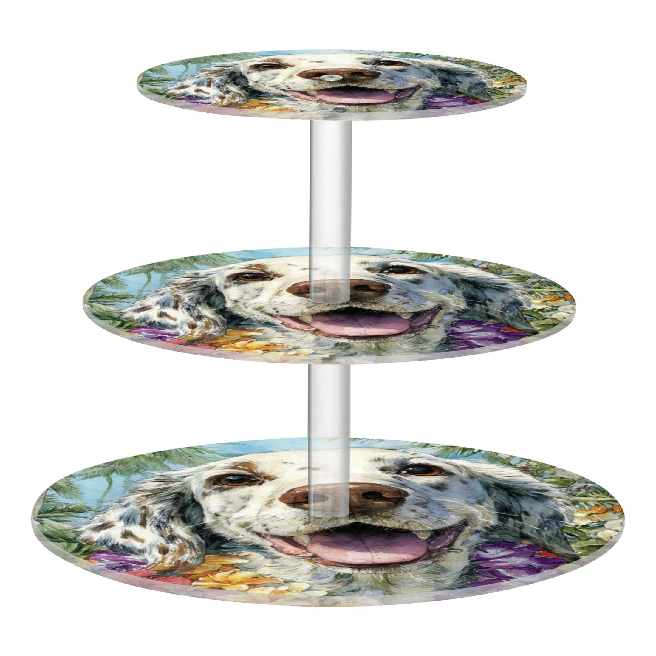 Wobogo Happy English Setter Dog 3 Tier Acrylic Cake Stand with Clear ...