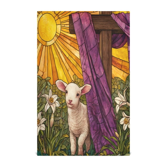 Wobogo Holy Lamb Stained Glass Kitchen Towel 4 Piece Large Cotton ...