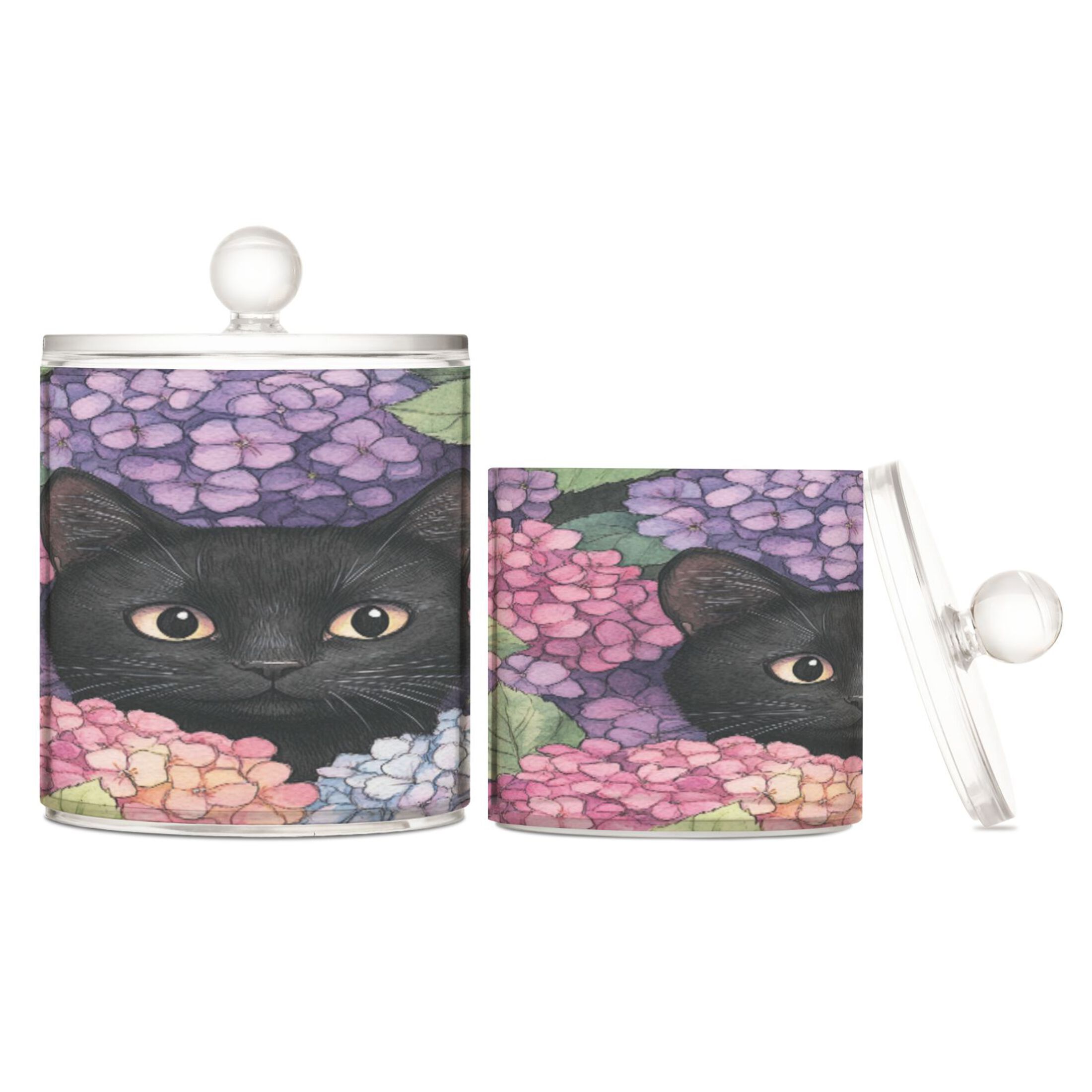 Wobogo Hydrangea Cat Clear Plastic Jar Large and Medium Combo Set ...