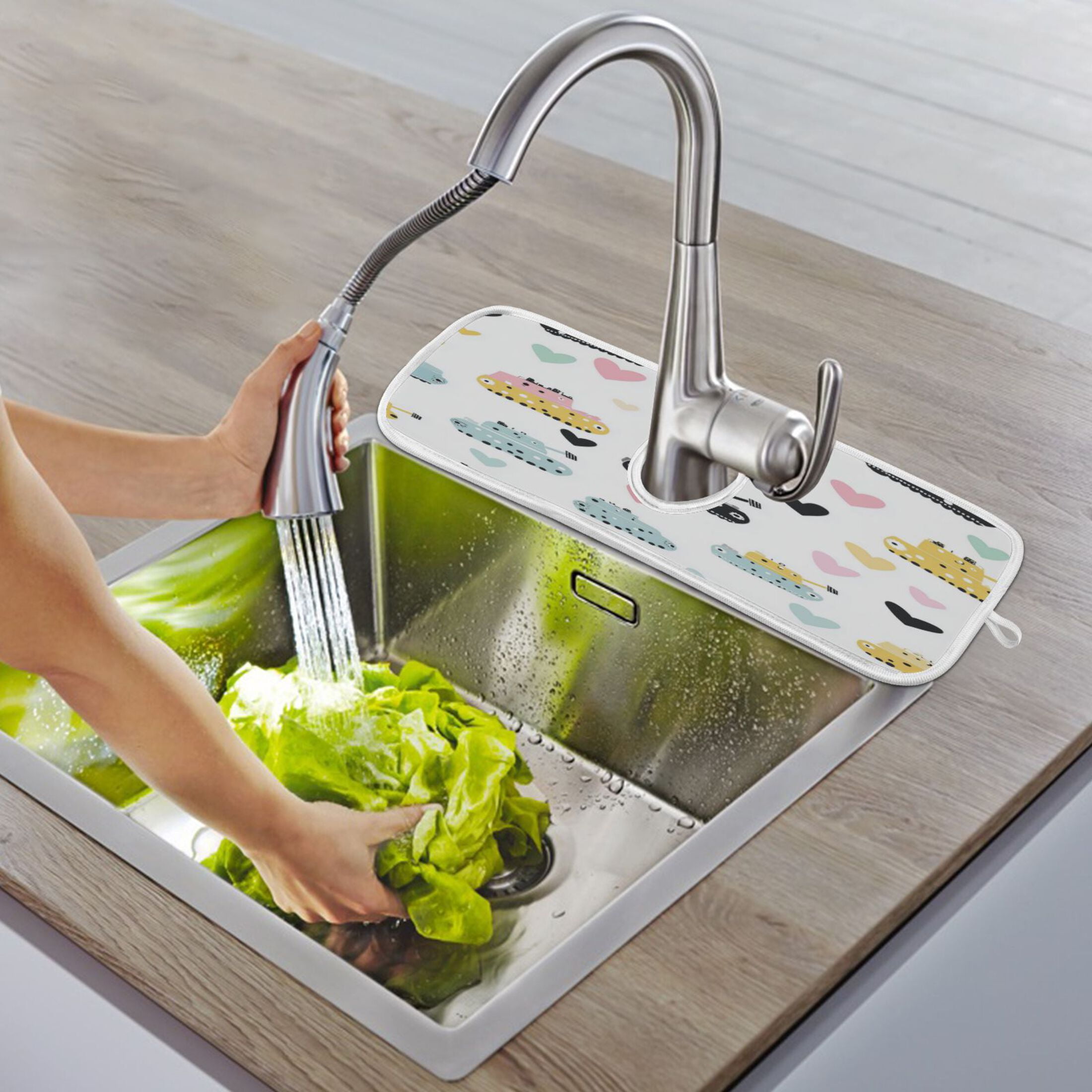 Wobogo Illustration Of Colorful Cute Tanks Faucet Drying Mat Set of 2 ...