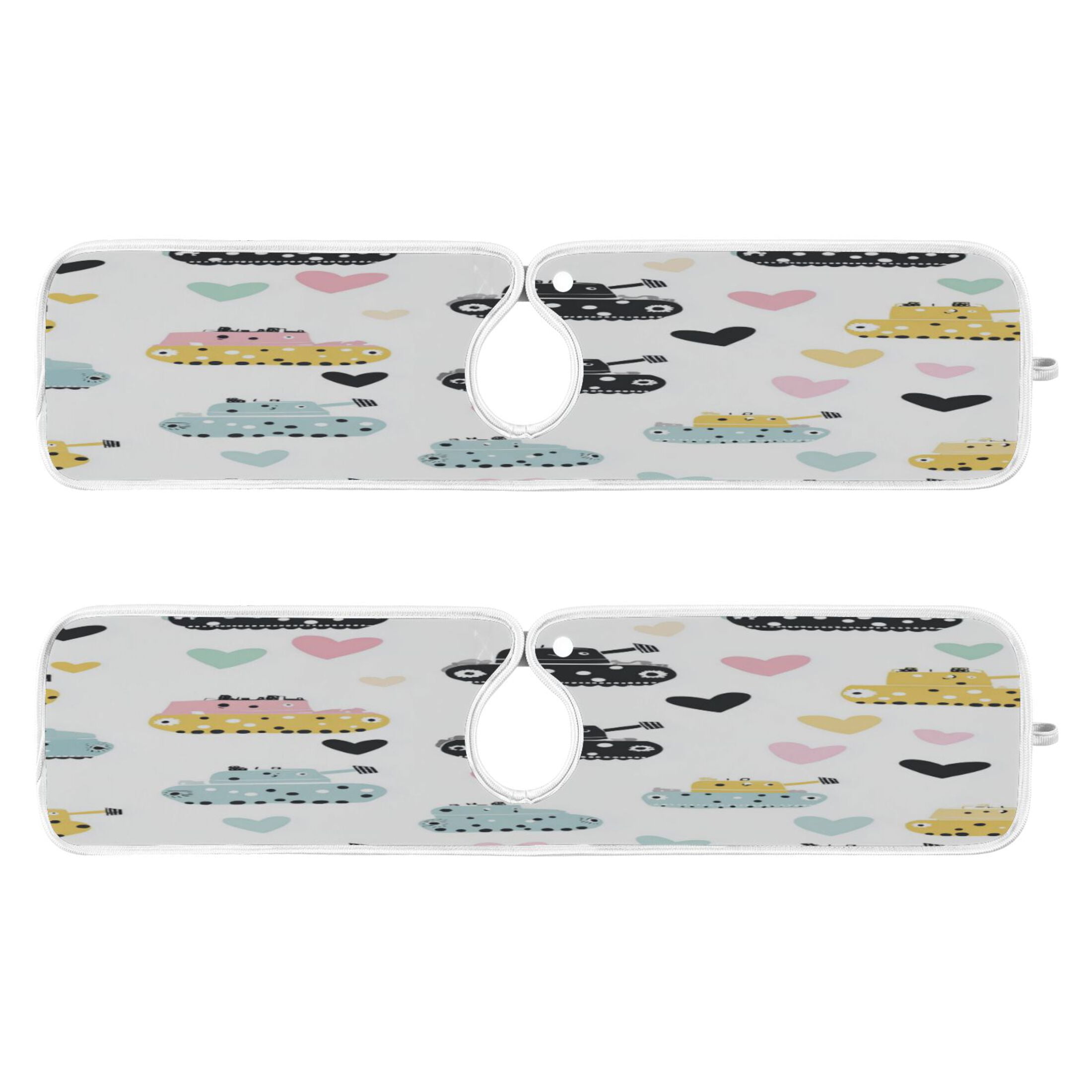 Wobogo Illustration Of Colorful Cute Tanks Faucet Drying Mat Set of 2 ...