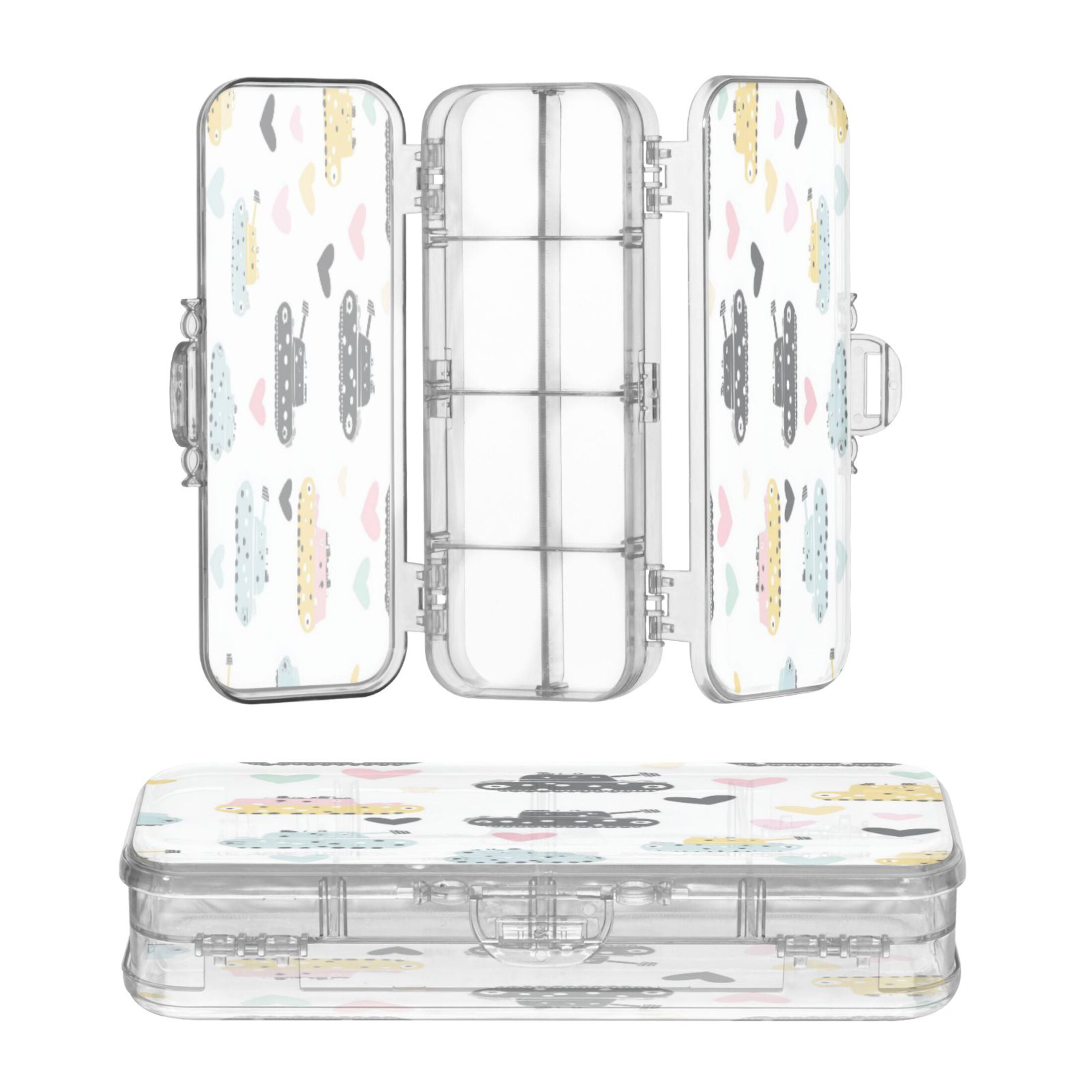 Wobogo Illustration Of Colorful Cute Tanks Clear Pencil Case Plastic ...
