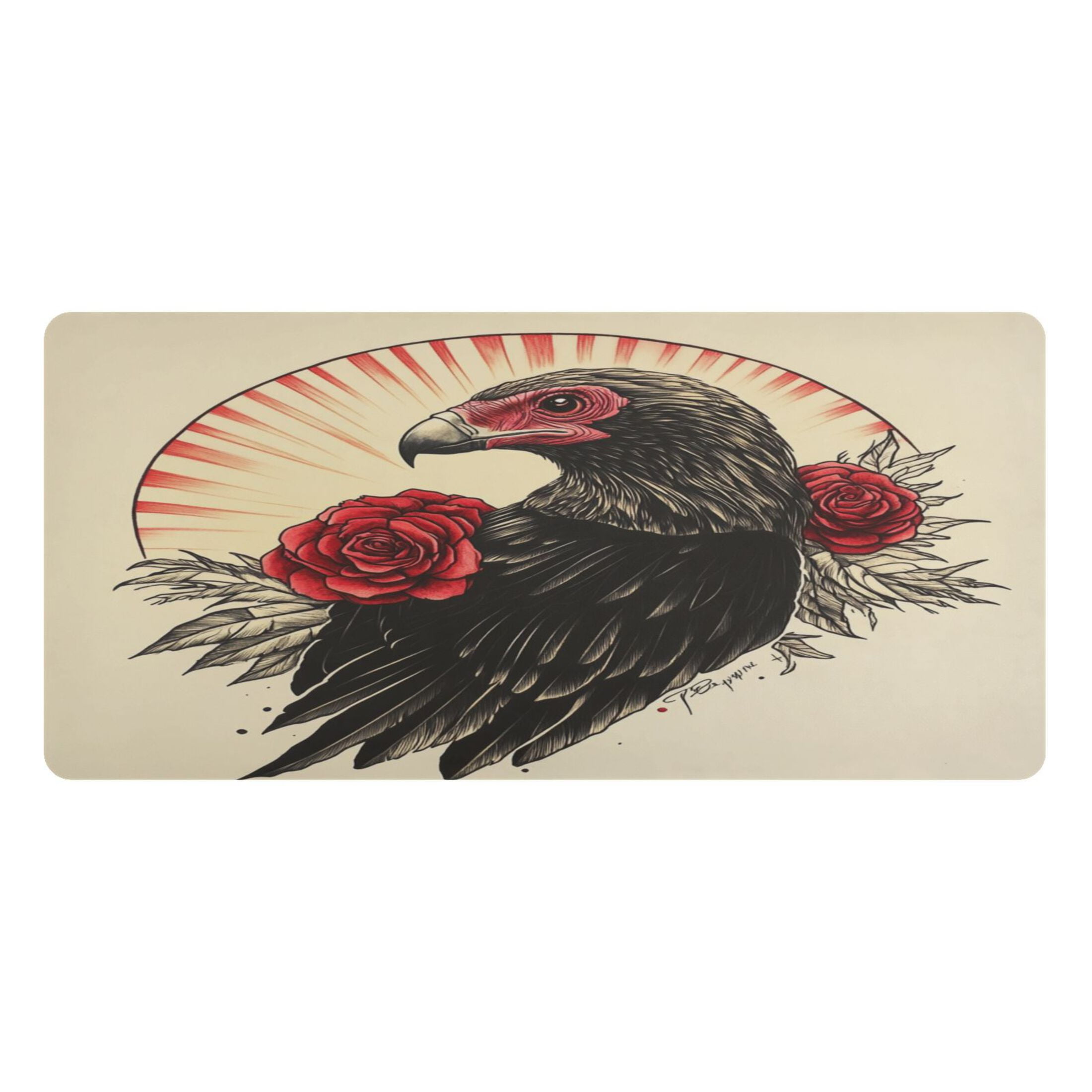 Wobogo Illustration Of A Vulture with Red Roses on Its Back Gaming ...