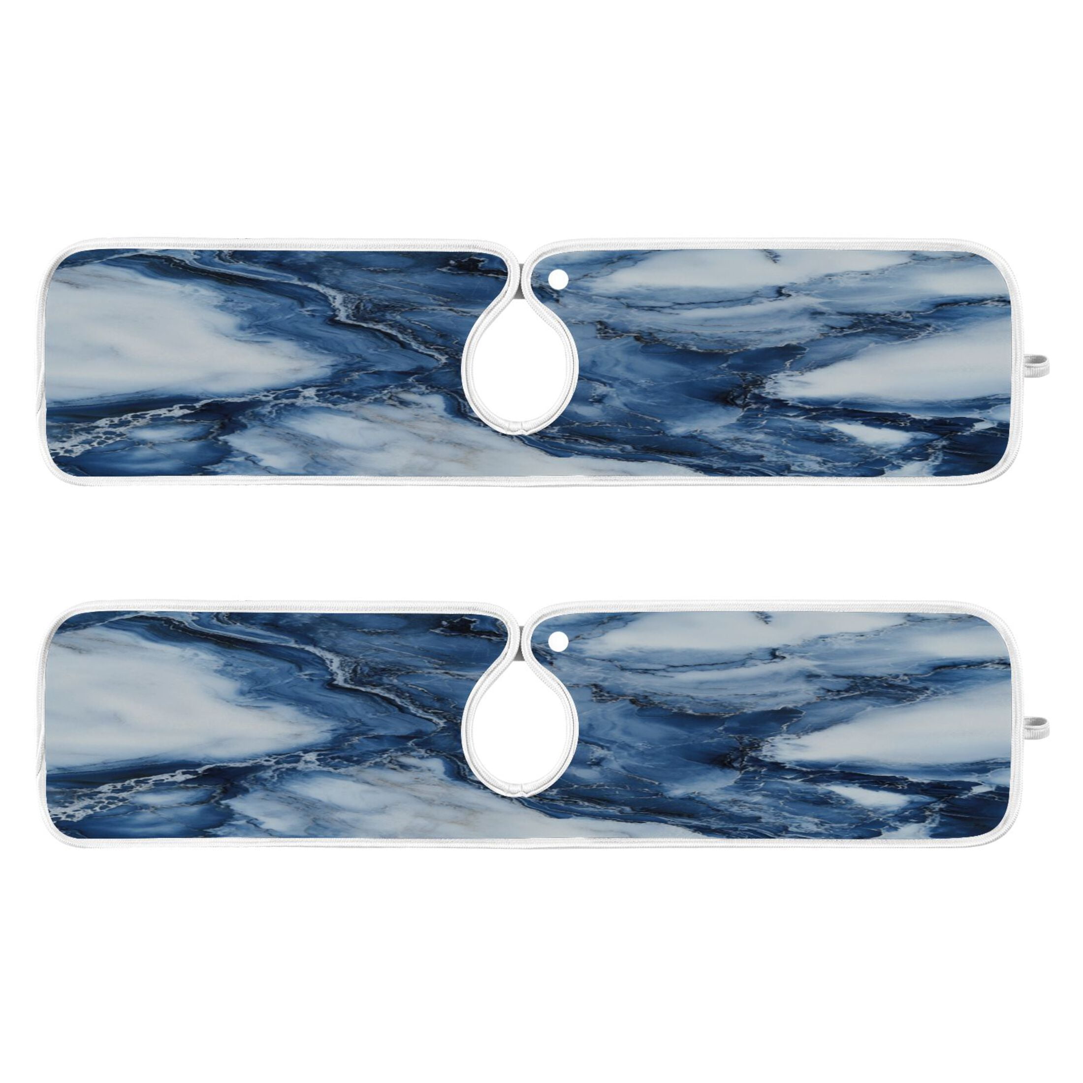 Wobogo Ink Blue White Marble Faucet Drying Mat Set of 2 Sponge Material ...