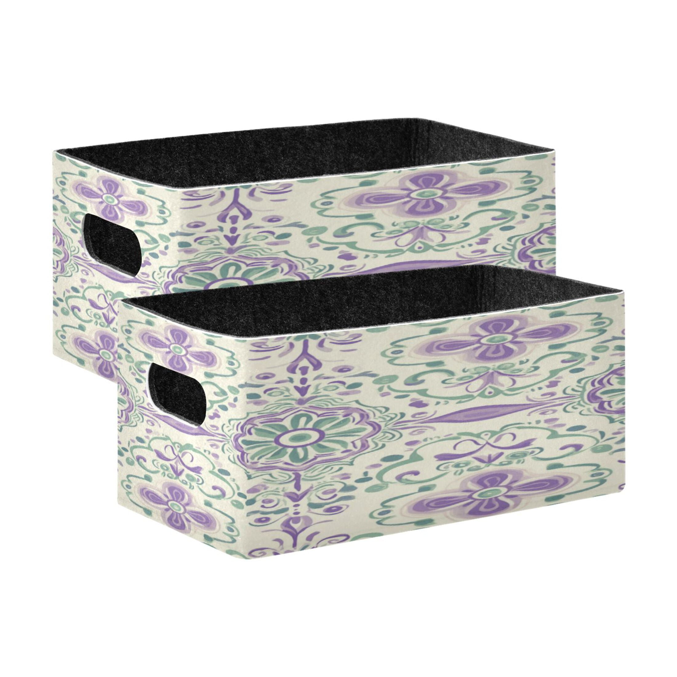 Wobogo Intricate Indian Patterns Decorative Folding Storage Basket Set ...