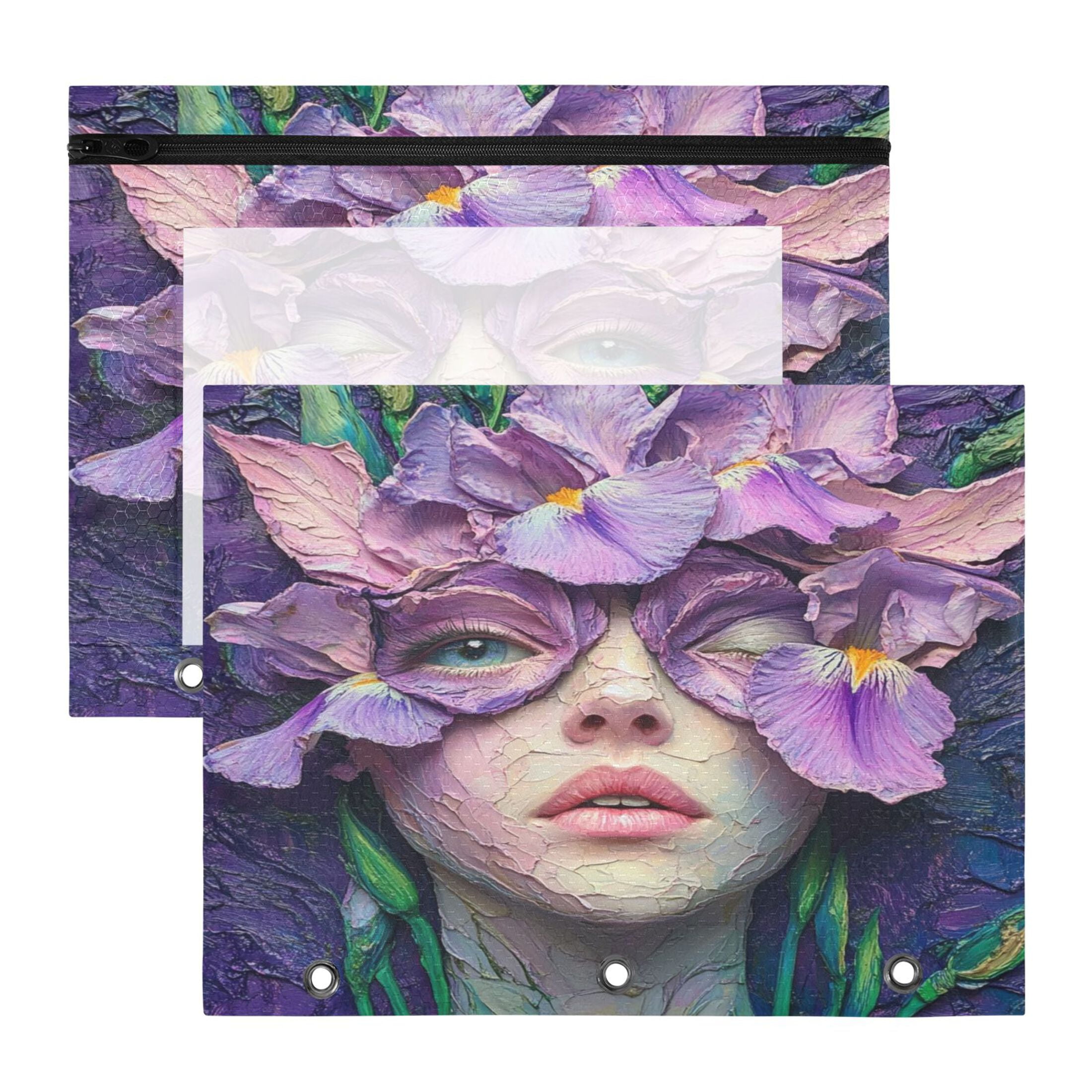 Wobogo Iris Fairy A4 Size Clear Polyester File Pocket Set of 2 Zipper ...