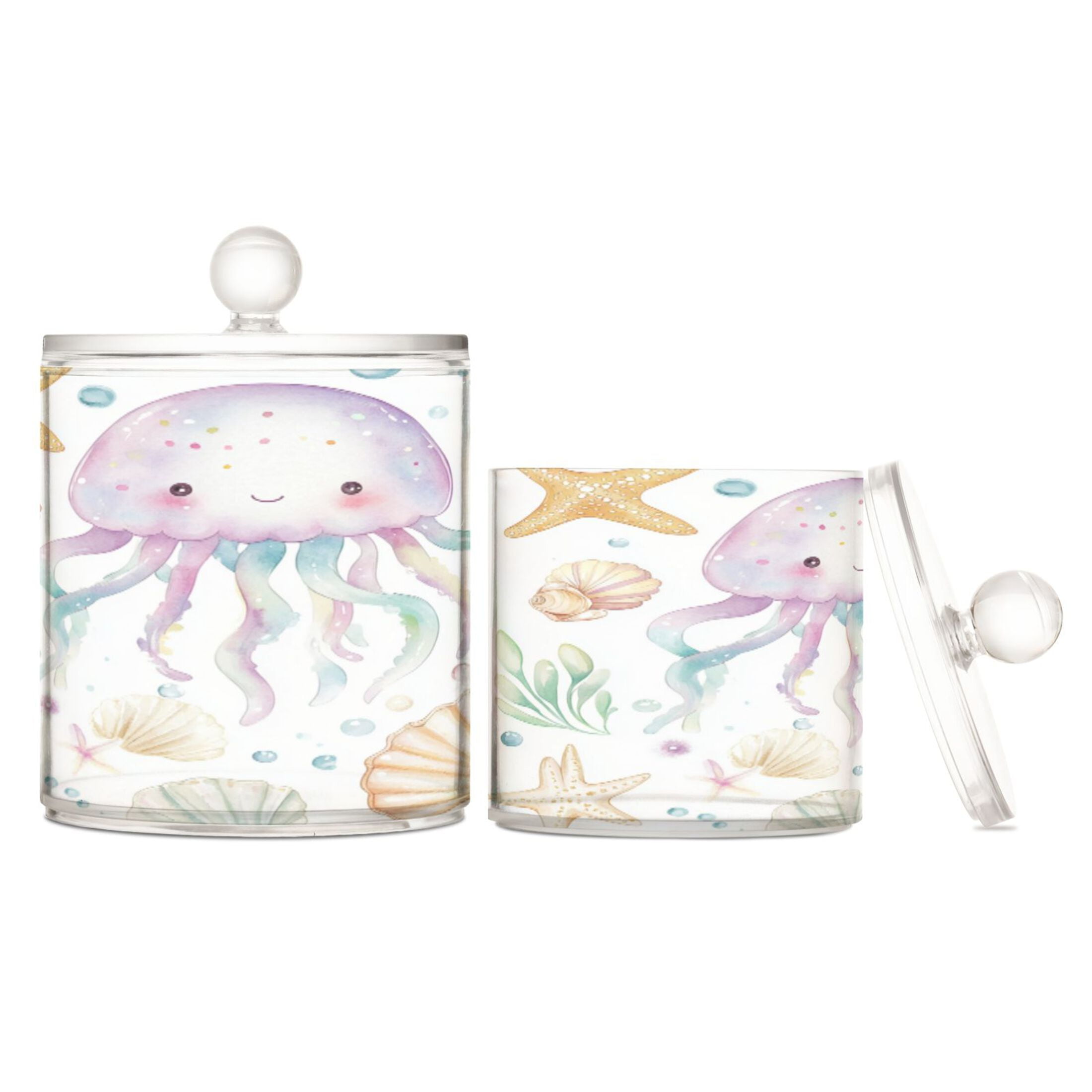 Wobogo Jellyfish Shell Figure Clear Plastic Jar Large and Medium Combo ...