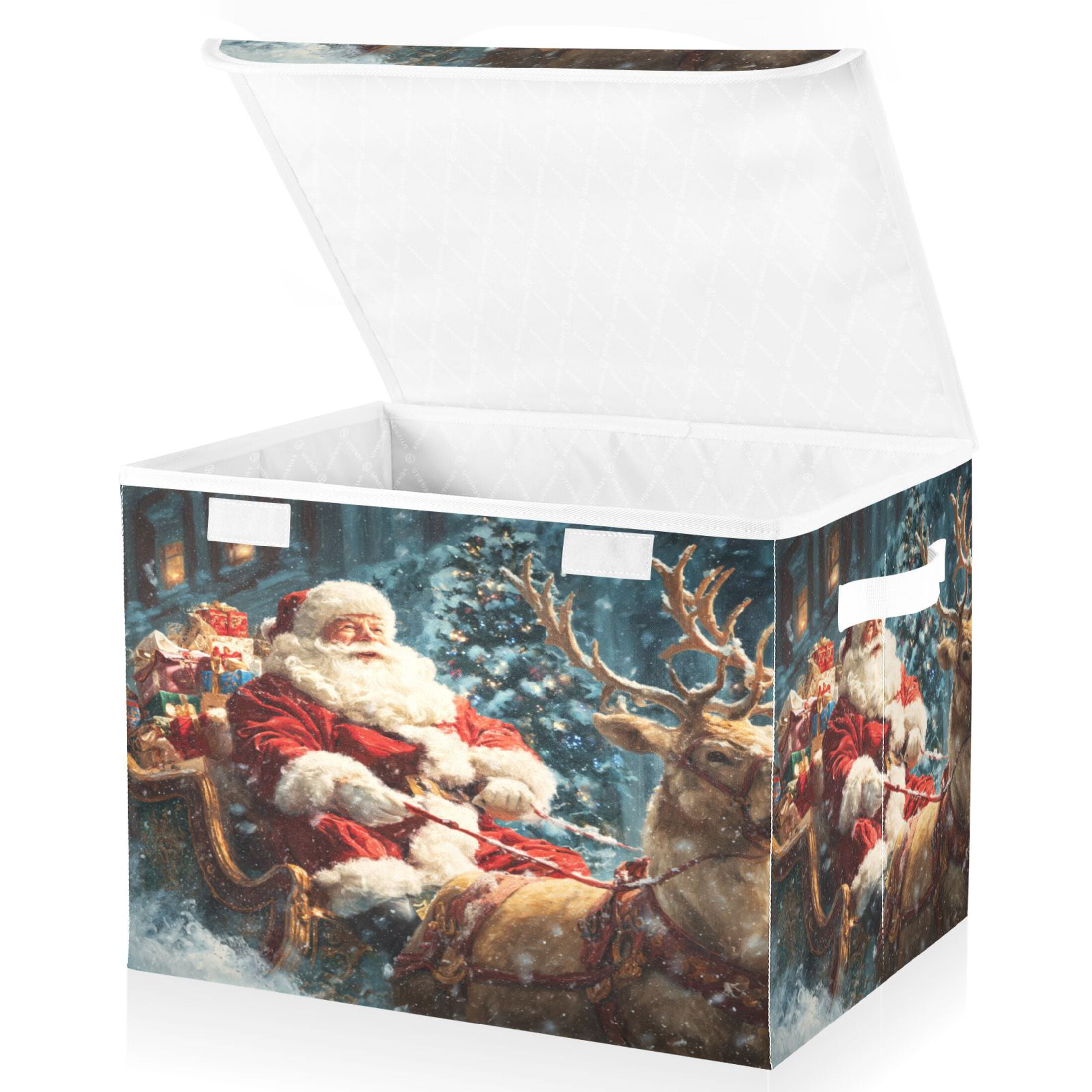 Wobogo Jolly Santa Claus Large Collapsible Storage Box Flip Lid Fabric ...