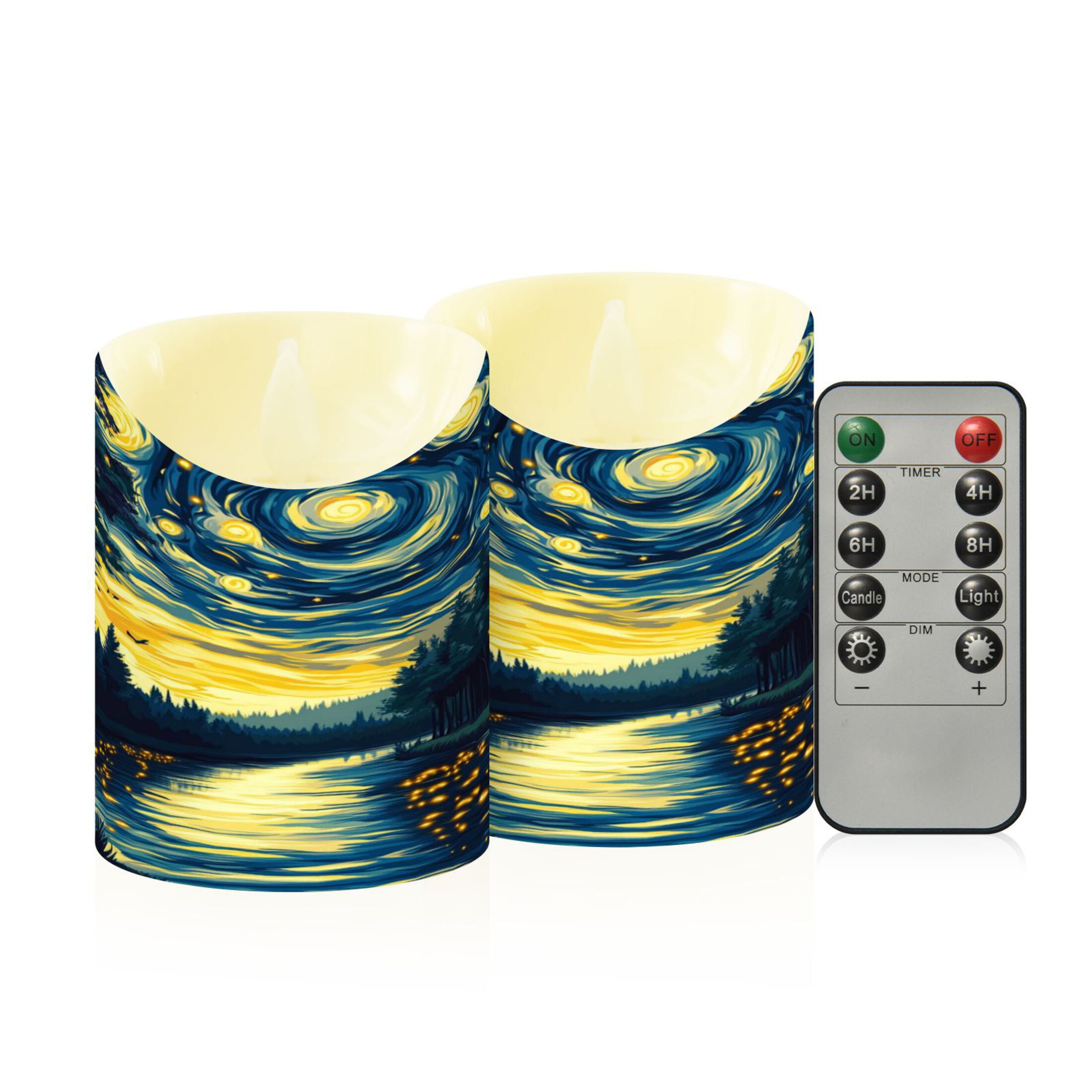 Wobogo Jungle Night Sky Flameless Candles with Remote Battery Operated ...
