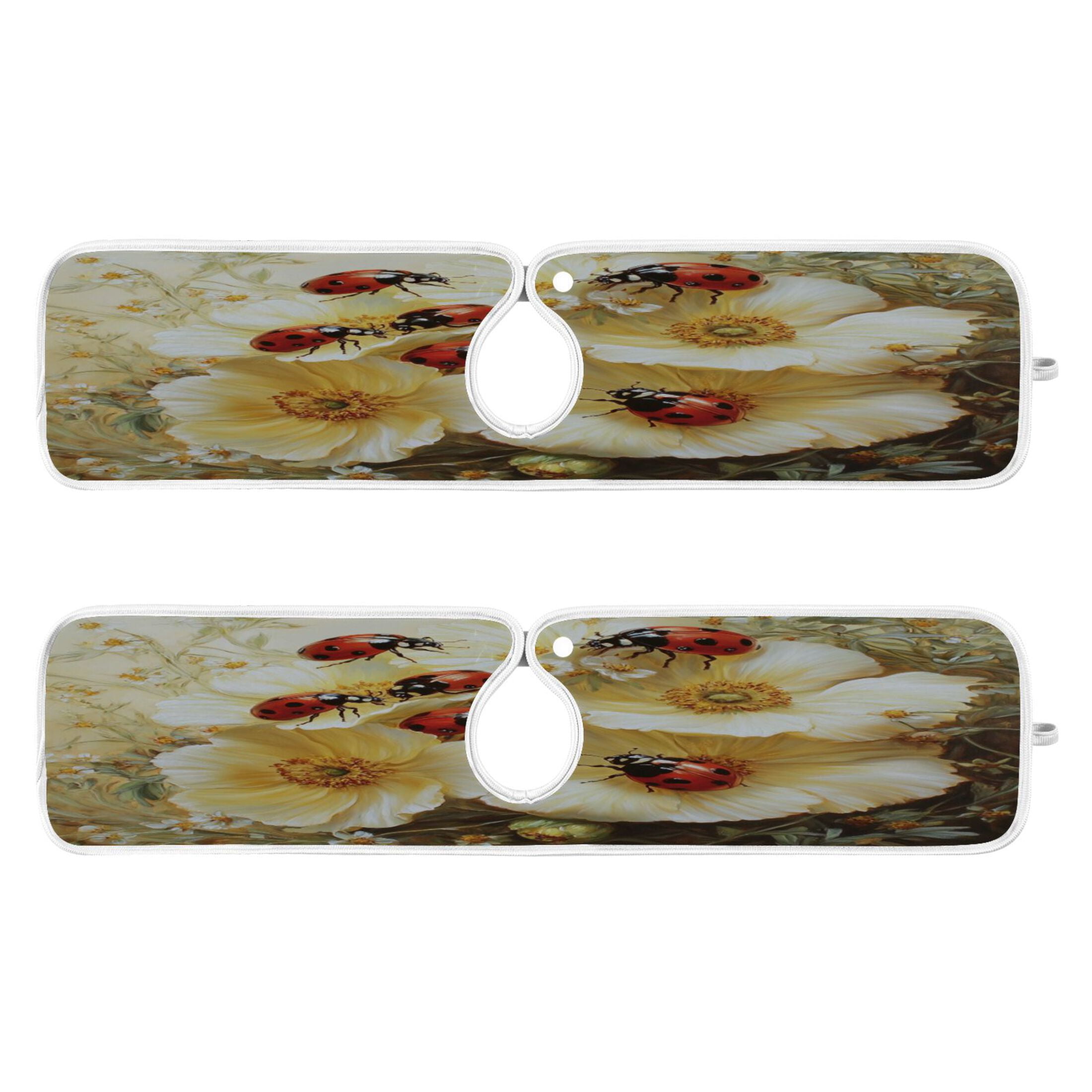Wobogo Ladybugs Picking Flowers Faucet Drying Mat Set of 2 Sponge ...