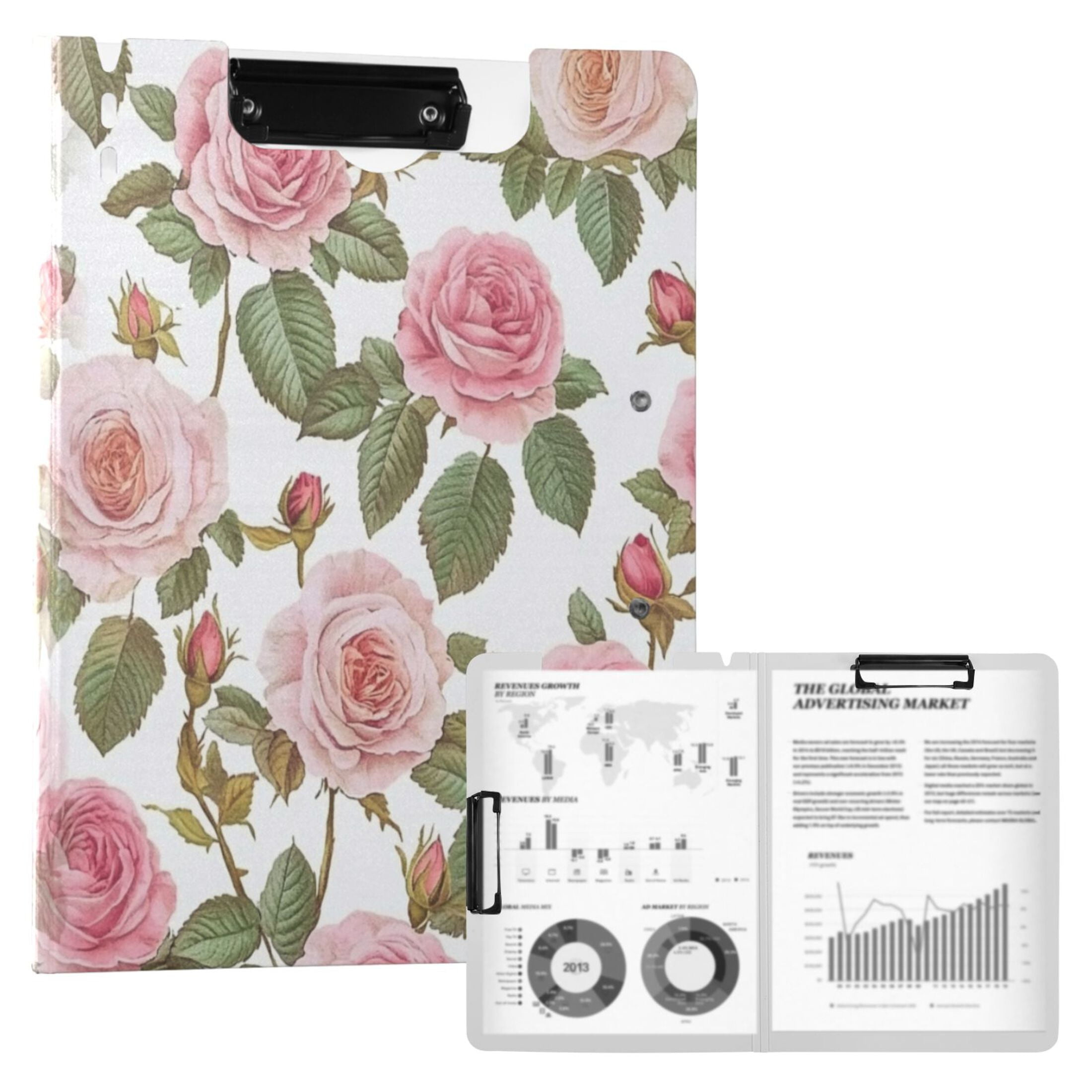Wobogo Light Pink Rose A4 Foldable Clipboard with Horizontal and ...